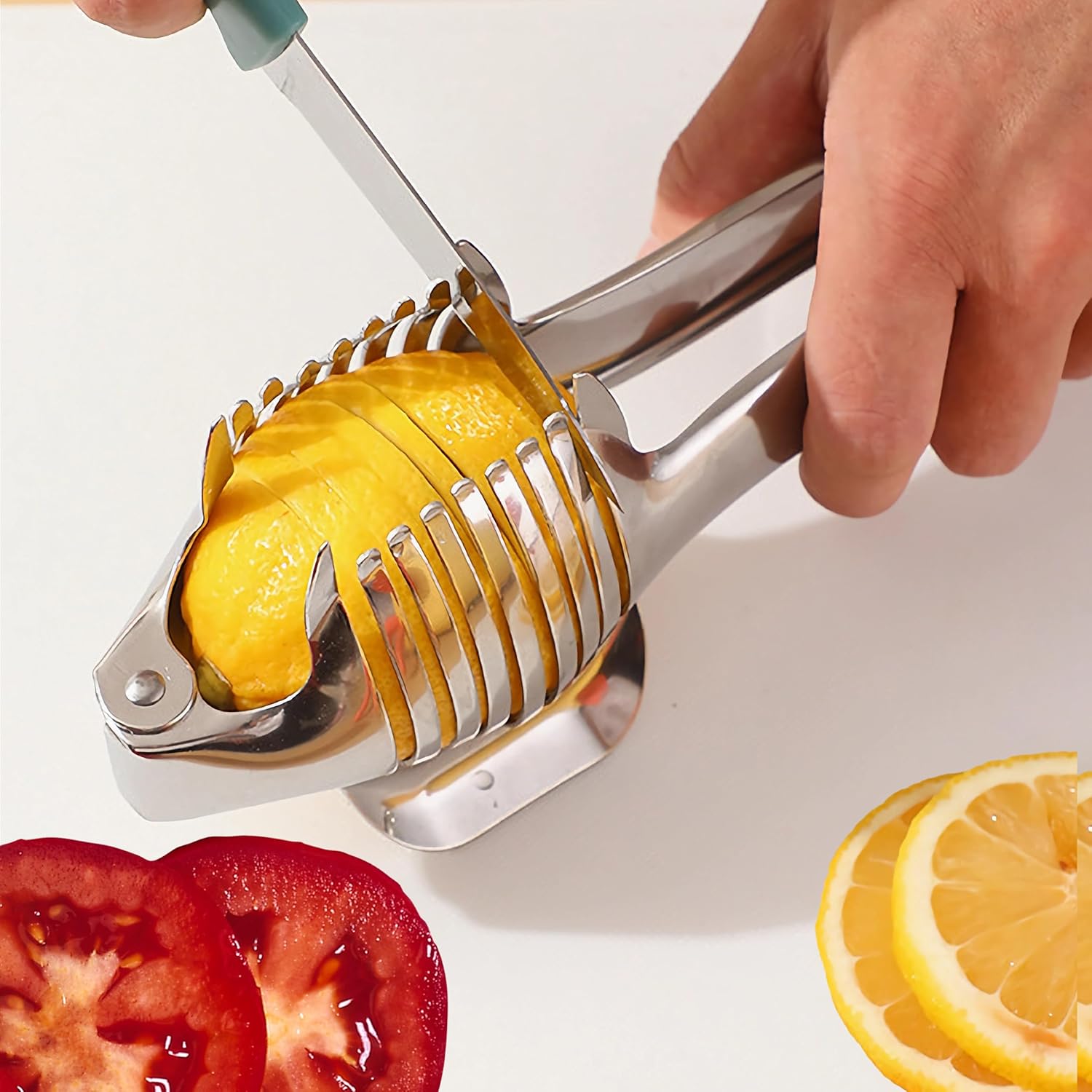 Amazon.com: JOYFULFAM Lemon Slicer Holder, Oval Fruit & Veggies Slicing ...