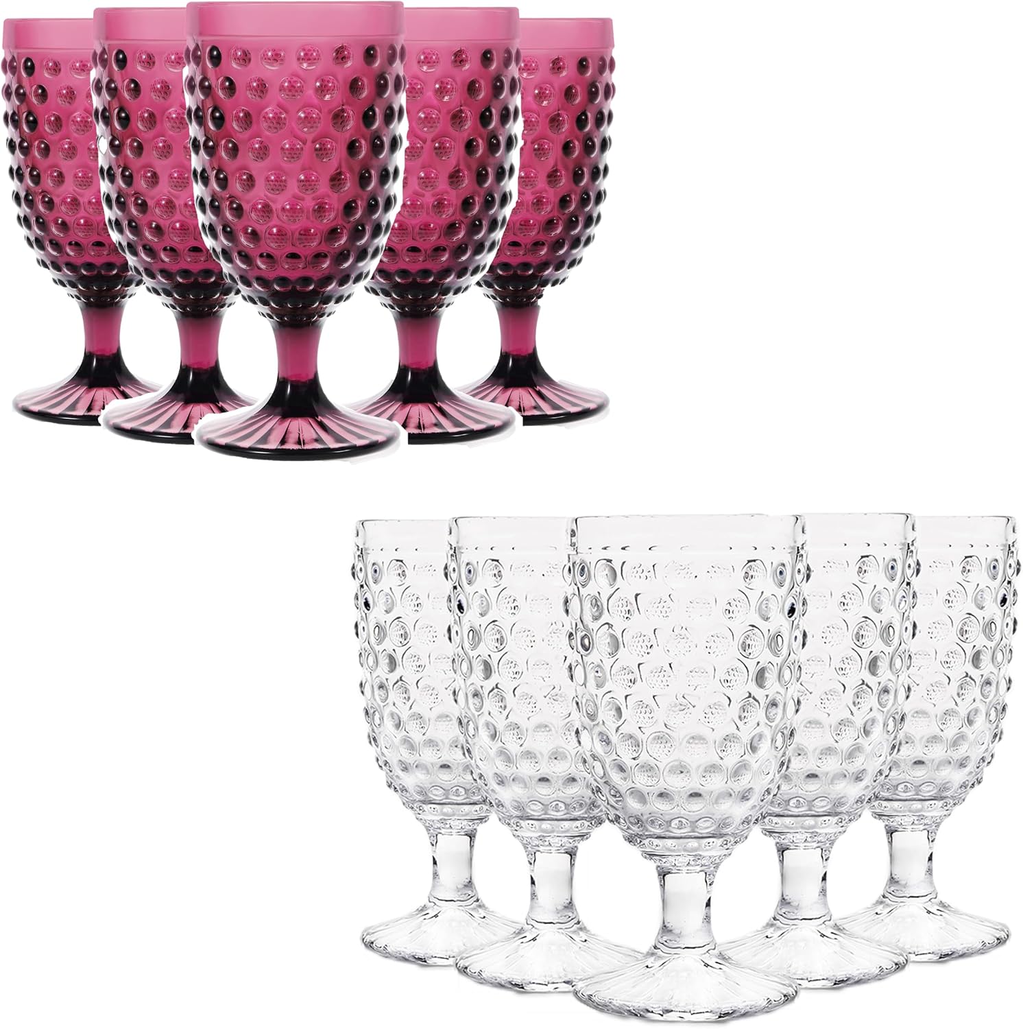 Amazon.com | G Hobnail Iced Beverage Goblets 6 Set, Purple and Clear ...