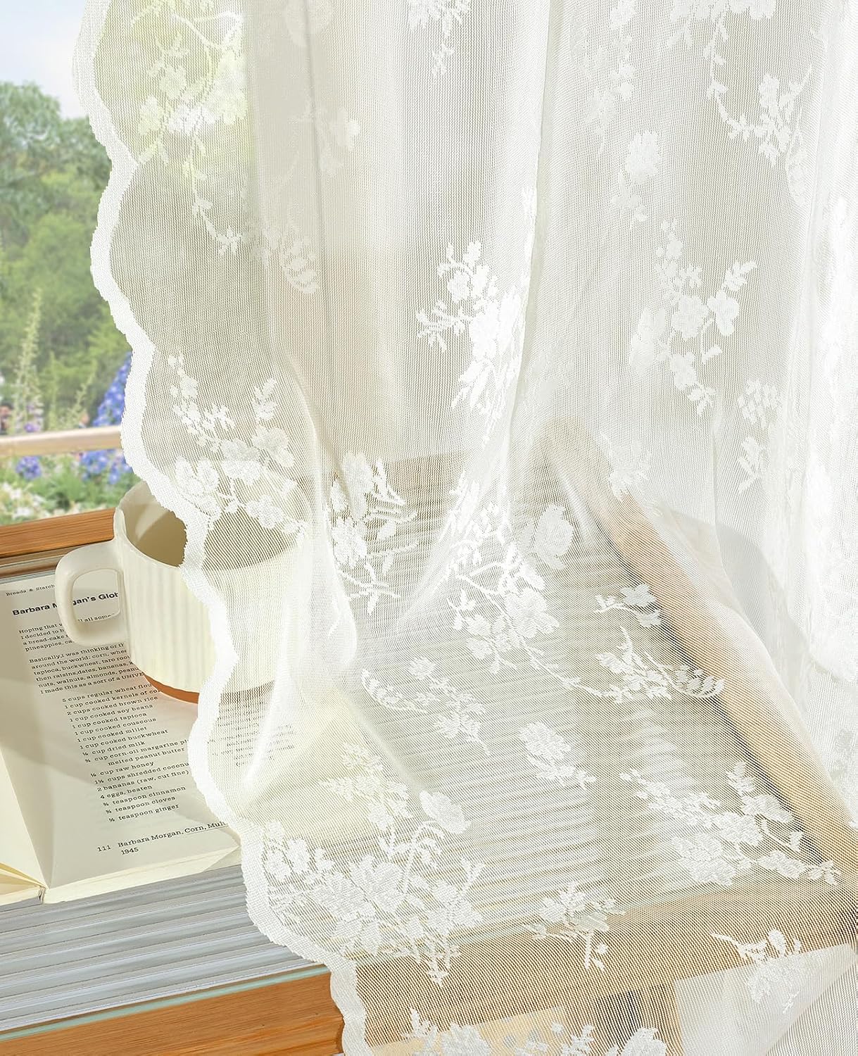 Amazon.com: HushLoom Sheer Lace Curtains 84 Inches Long, Vintage Floral ...