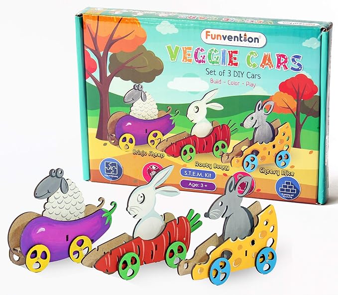 Buy Funvention Veggie Cars (Set of 3 DIY Vegetables Shaped Cars) Build ...