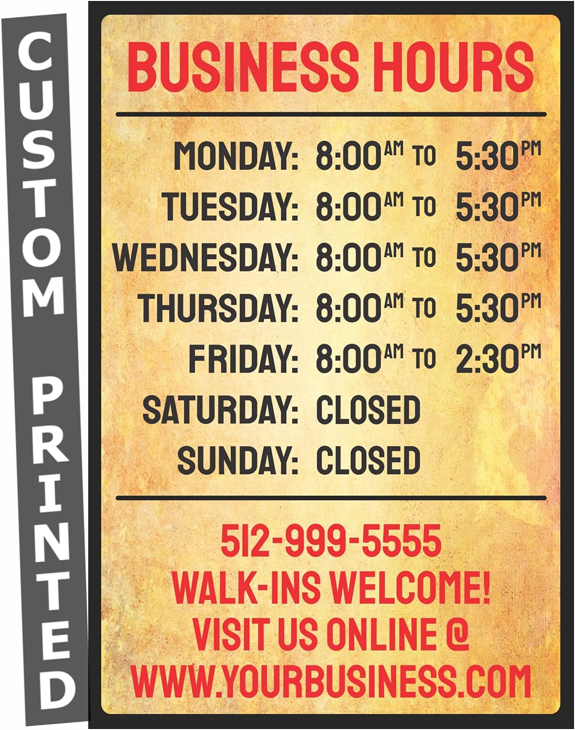 Amazon.com: ATX Custom Signs - Customized Business Hours Sign. Store ...