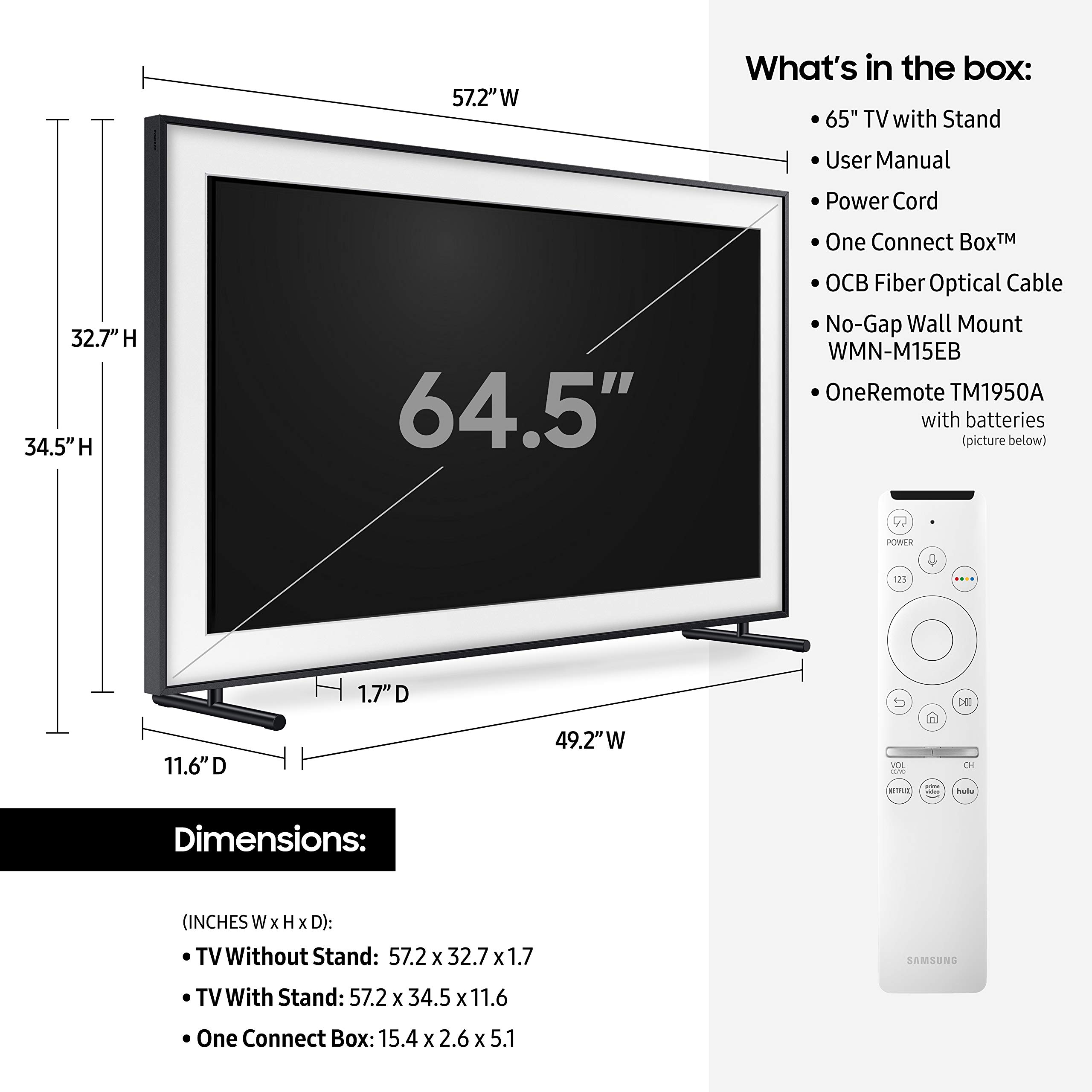 SAMSUNG 65 ClassQLED 4K LS03B Series The Frame Quantum HDR Art Mode