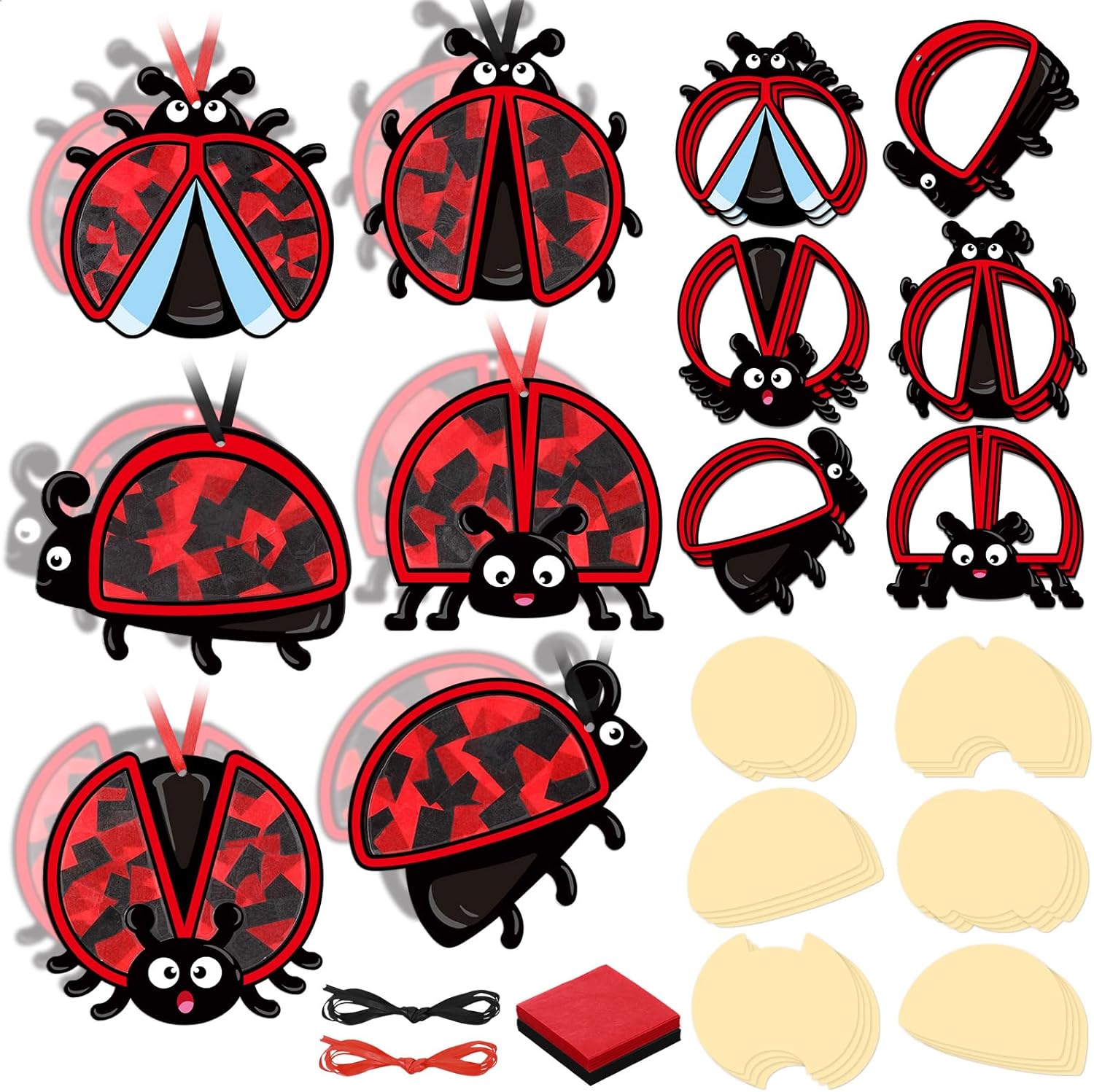Amazon.com: Tinlade 24 Pcs Ladybug Craft Kit Spring Suncatcher Kit ...