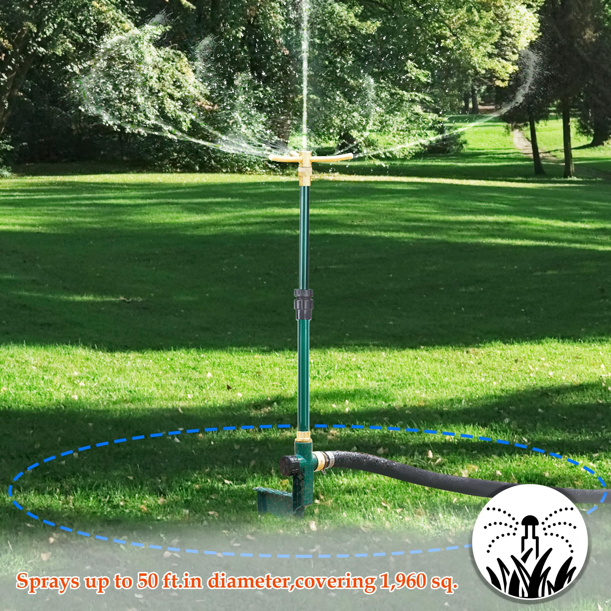 Snapklik.com : 3-Arm Garden Sprinkler, High-Rise Lawn Sprinkler, 360 ...