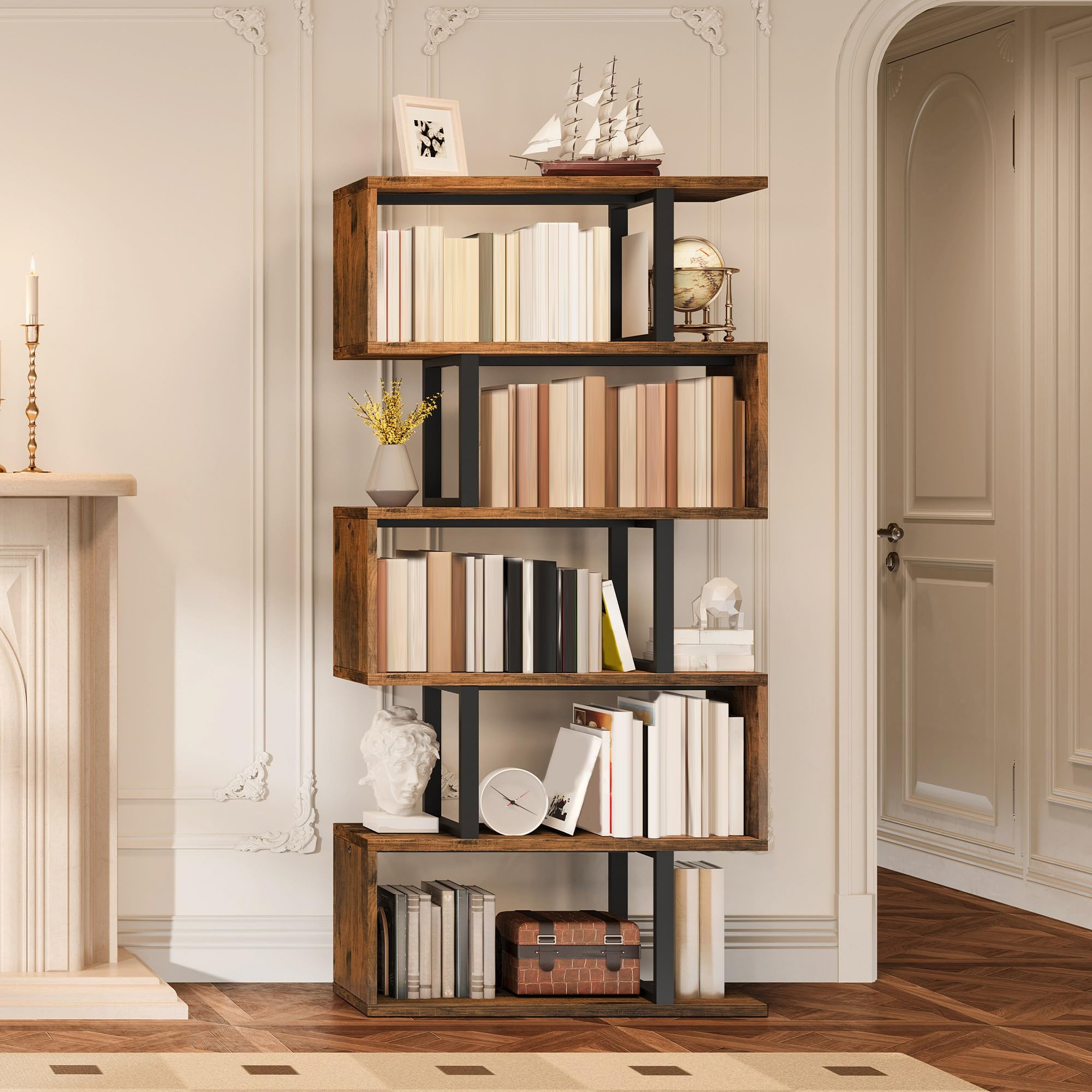 Snapklik.com : YITAHOME Tall Bookshelf Industrial Book Shelf 6 Tier ...