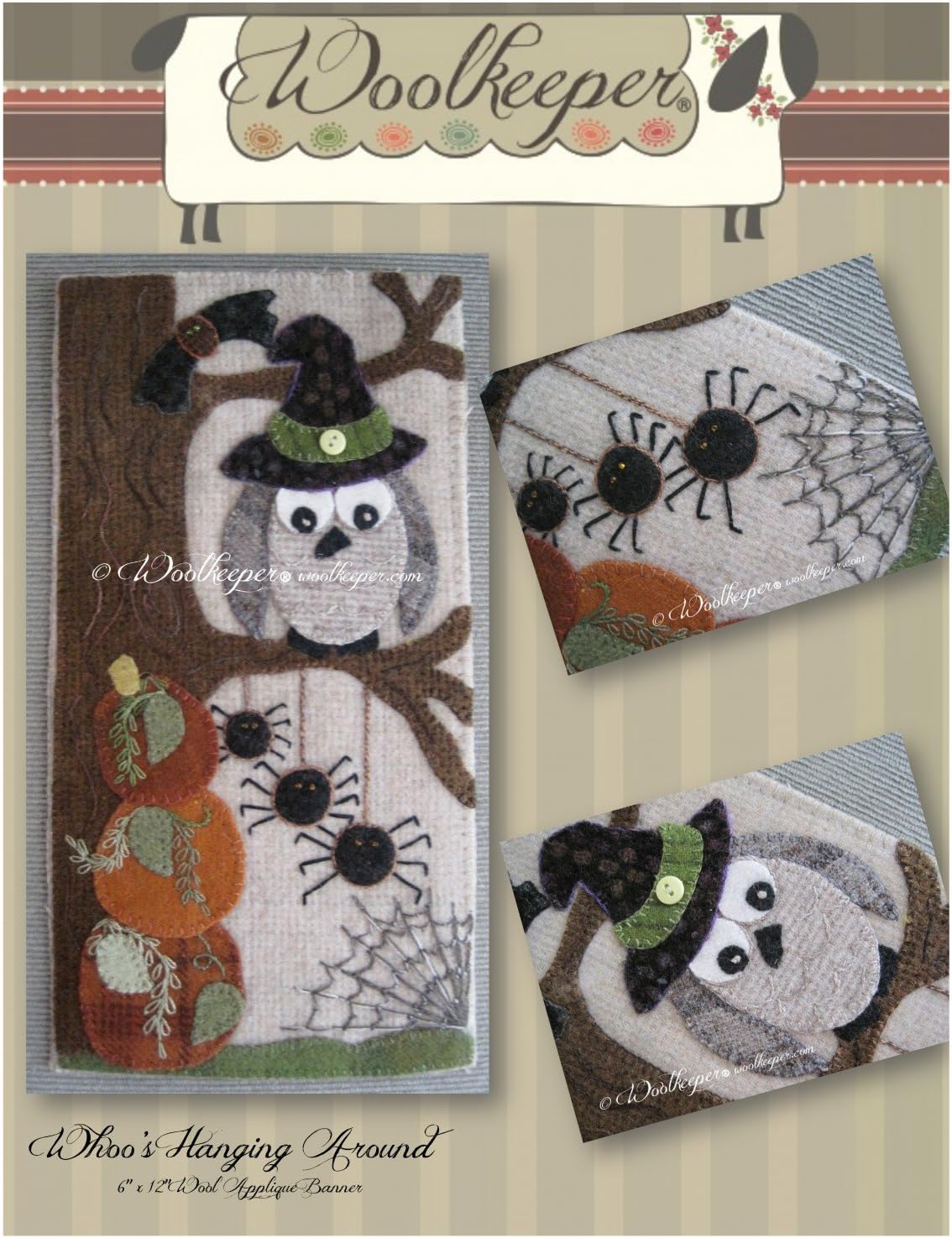 Amazon.com: Whoo's Hanging Around Wool Applique Banner Pattern from ...