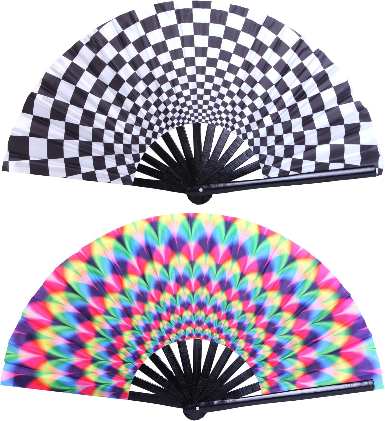 Amazon.com: BBTO 4 Pcs UV Glow Large Folding Hand Rave Fan for Men ...