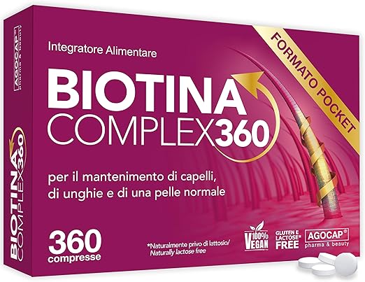 BIOTINA - COMPLEX 360 Mini Compresse (1 anno). Integratori per capelli con Biotina, Selenio e ...