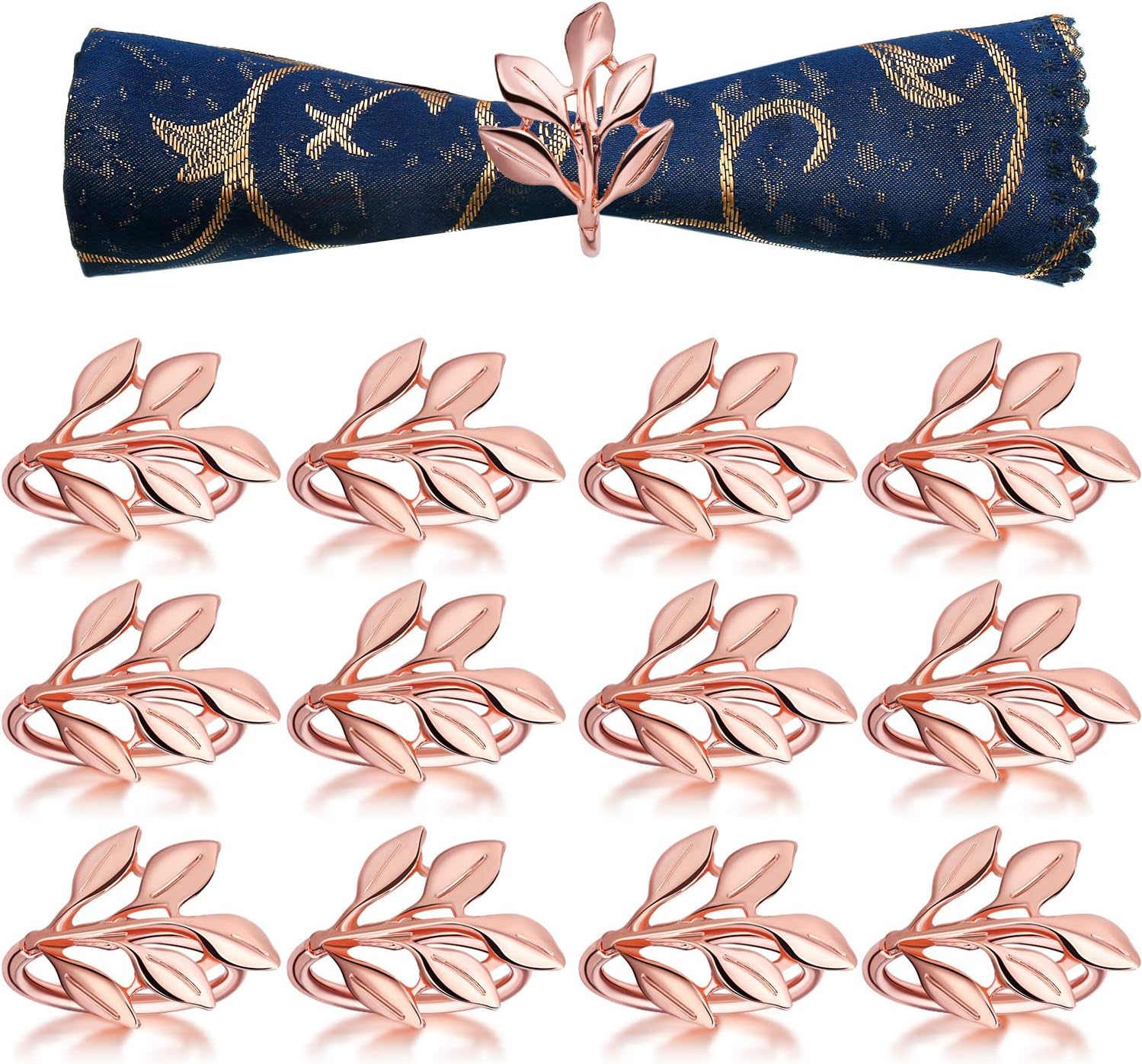 Amazon.com: Rose Gold Napkin Rings Set of 6, Bow Napkin Rings for ...