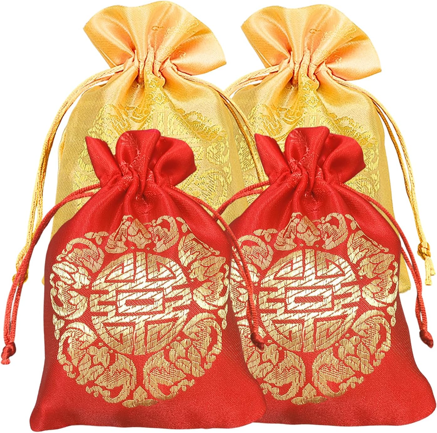 Amazon.com: 10Pcs Good Luck Fortune Gift Bags Drawstring Bag Chinese ...