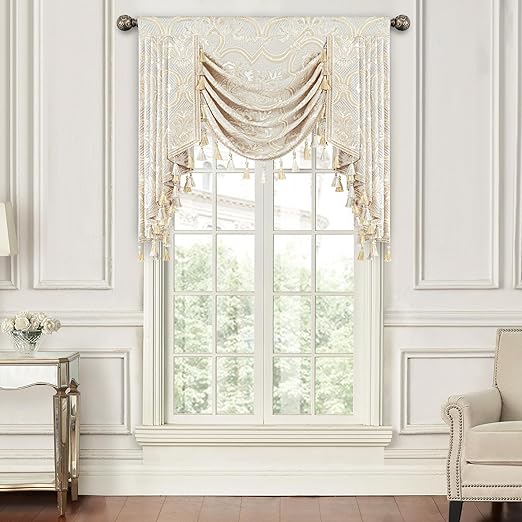 Amazon.com: Loom and Mill European Elegant Waterfall Valance for Living ...