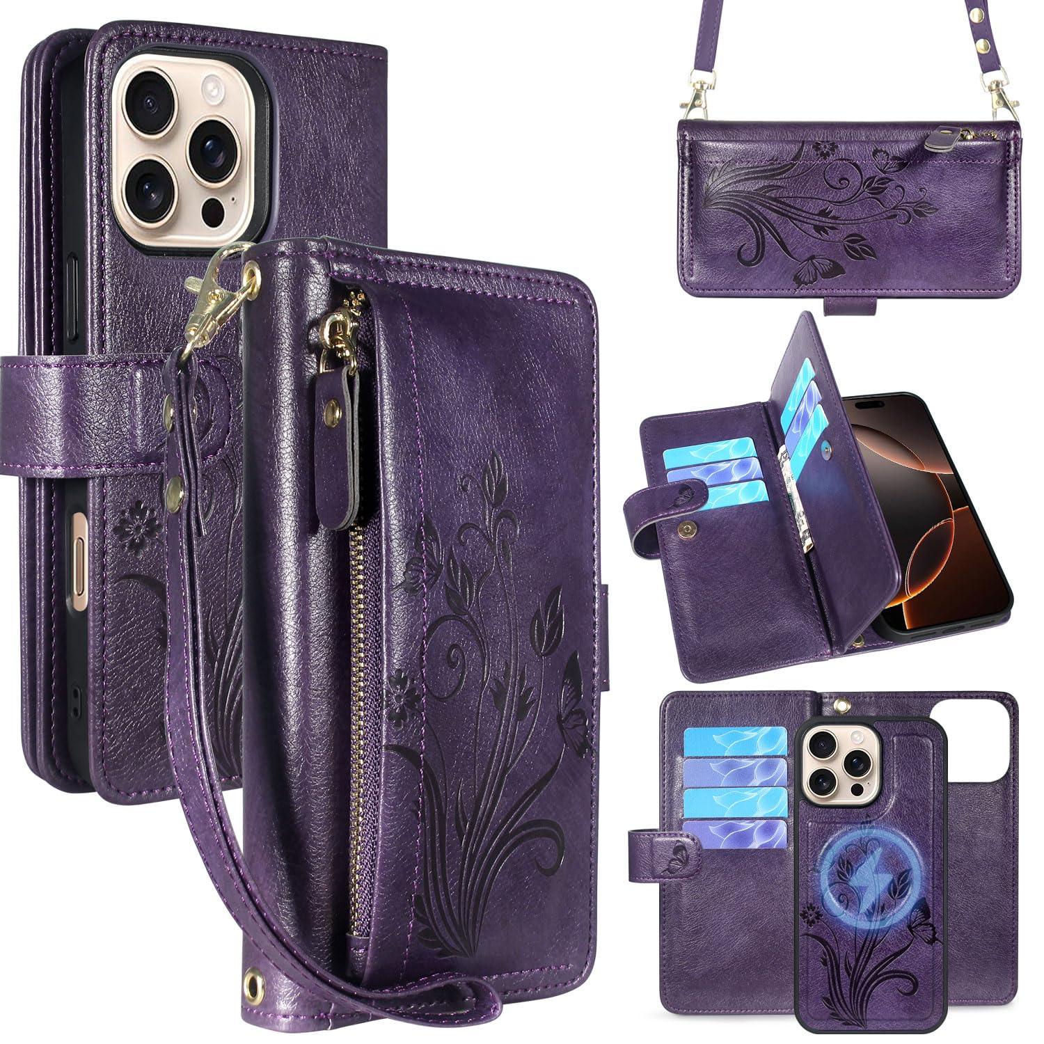 Amazon.com: Lacass for iPhone 16 Pro Max Detachable Crossbody Wallet Case,Compatible with ...