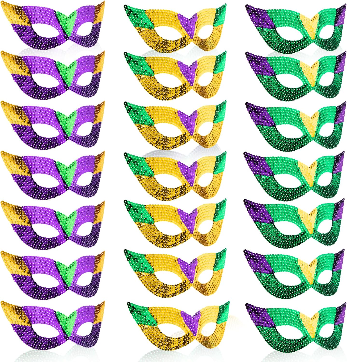 Amazon.com: Yaure Joy 24 Pcs Mardi Gras Face Mask Large Mardi Gras Mask ...