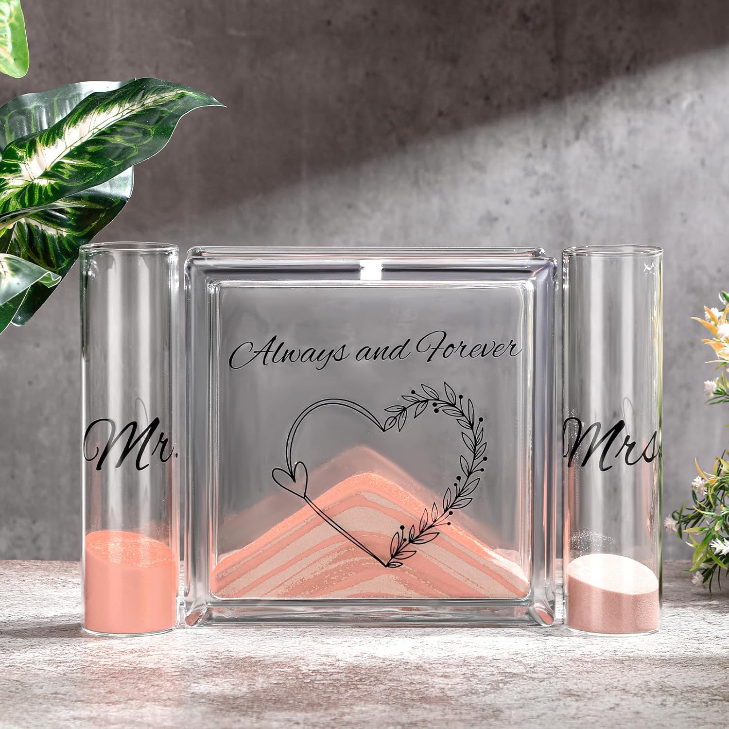Amazon.com: Anglechic Wedding Unity Sand Set Include Vases Square Glass ...