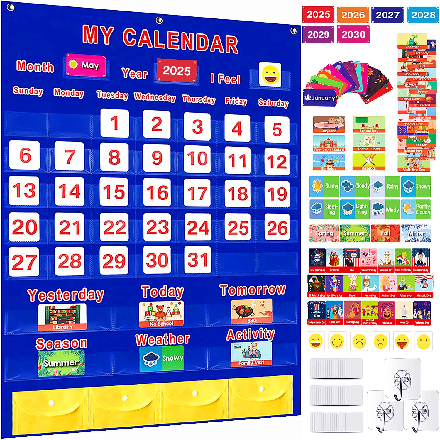 Snapklik.com : Calendar And Weather Pocket Chart For Kids Learning ...