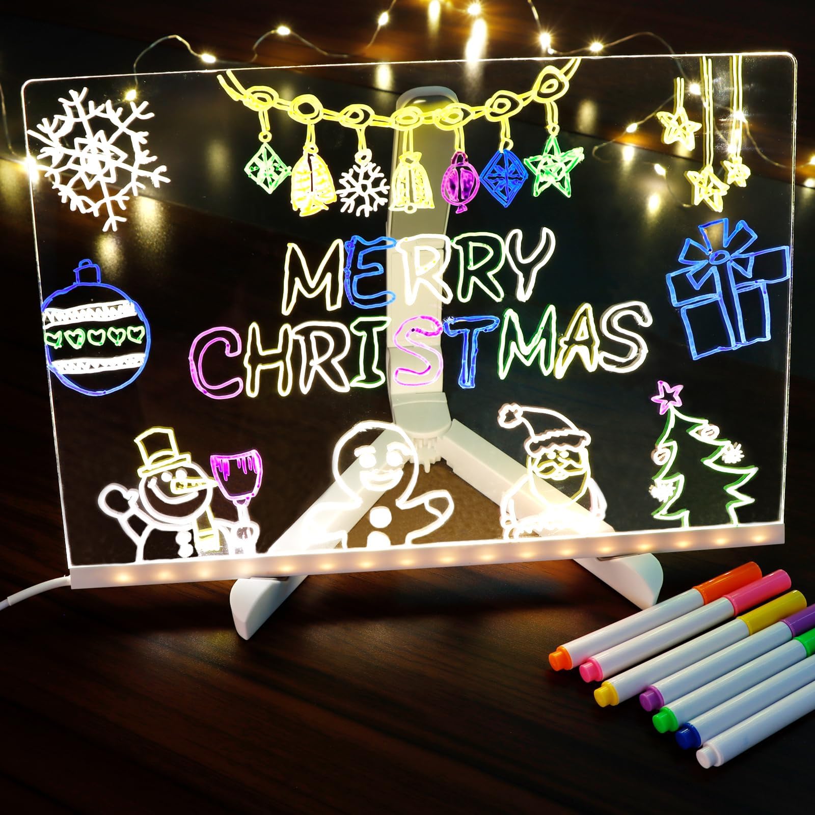 LED Message Board with 7 Colors Pen/Stand,Light up Message Board Memo ...