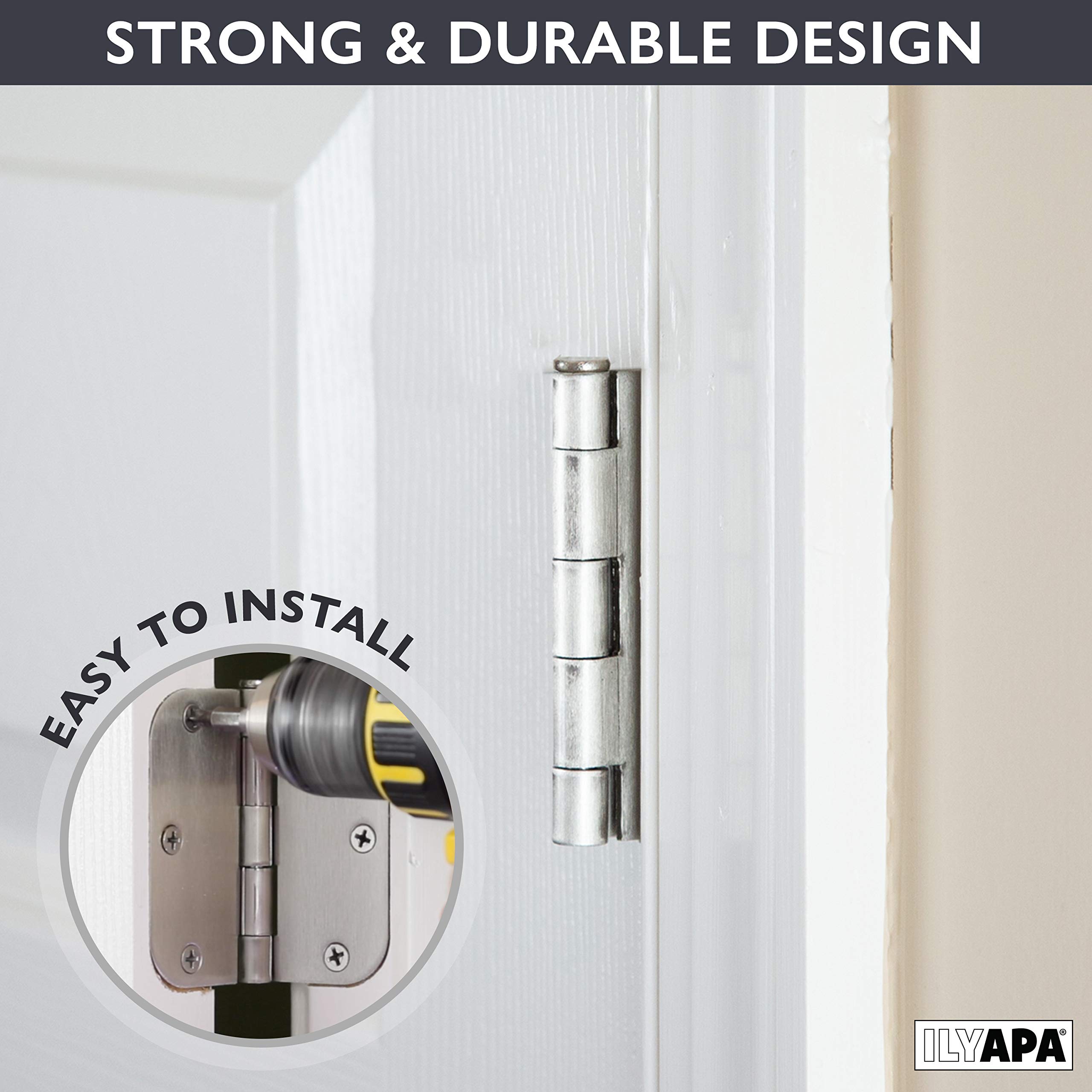 Ilyapa 18 Pack Satin Nickel Interior Door Hinges, 3.5 x 3.5 Inch ...