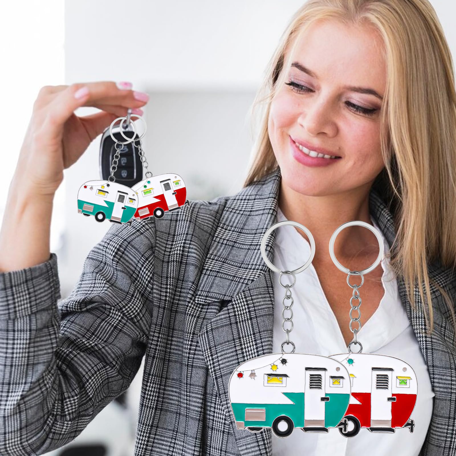 Snapklik.com : 2 Pack Camper Keychain, Happy RV Camper Keyring Camper ...