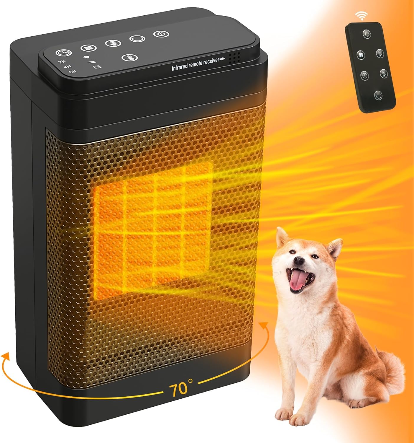 Amazon.com: Space Heater for Indoor Use, 70° Oscillating Small Heater ...