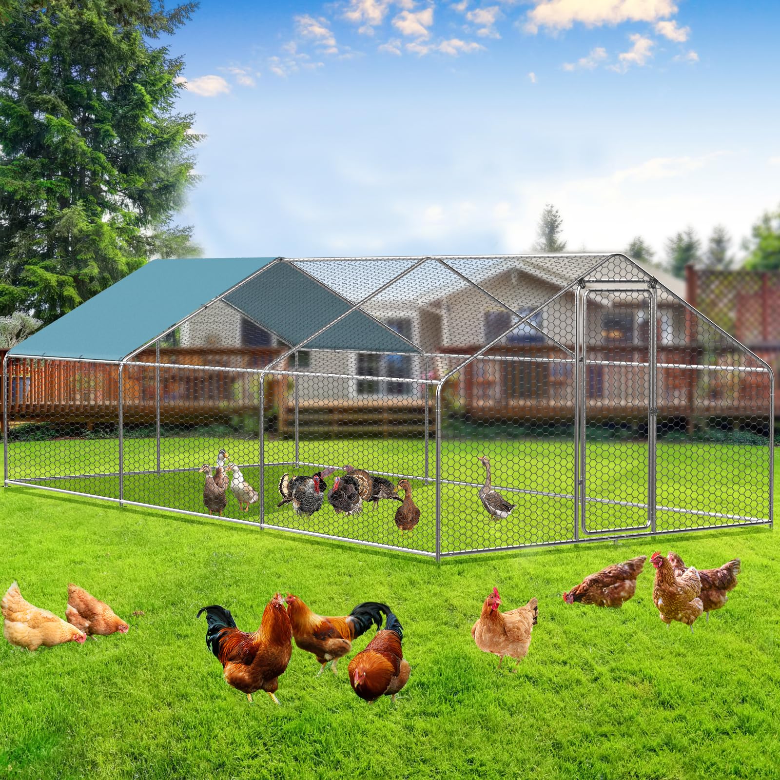 Snapklik.com : MODCART Extra Large Metal Chicken Coop, Walk-in Poultry ...