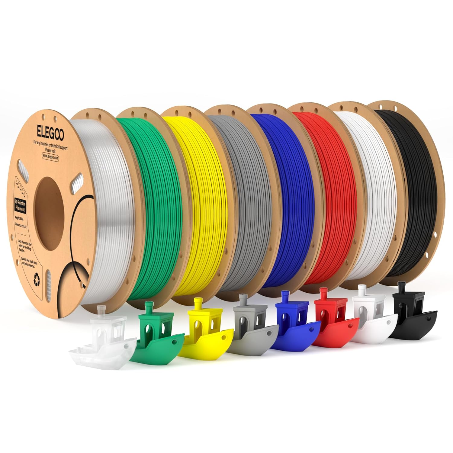 Amazon.com: ELEGOO PLA Filament Bundle 1.75mm, 8 Colors 3D Printer ...