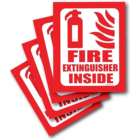 Amazon.com: Wrapco (4 Pack) Fire Extinguisher Inside Sticker Decal Sign ...