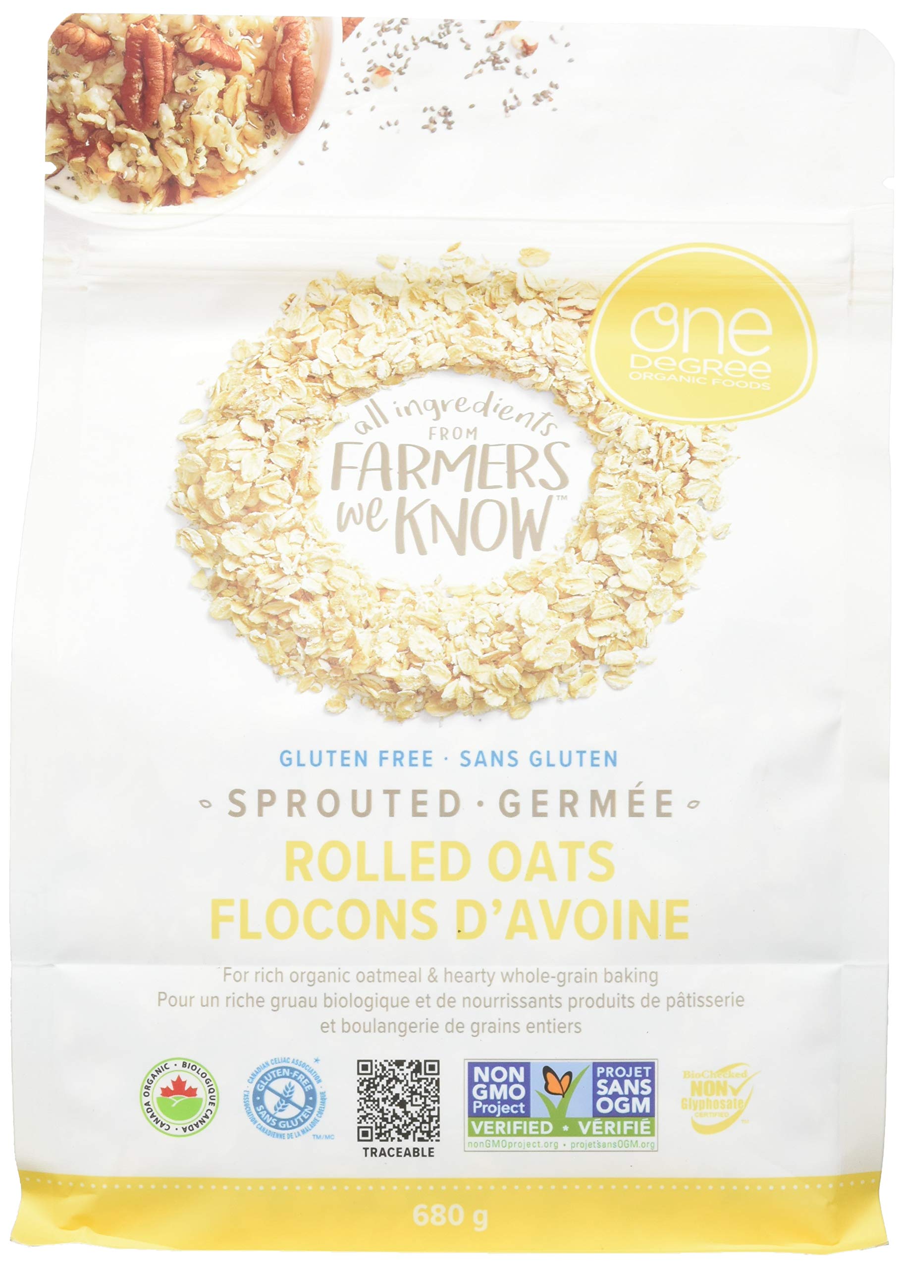 ONE Degree Sprouted Organic Rolled Oats, 680g : Amazon.ca: Grocery ...