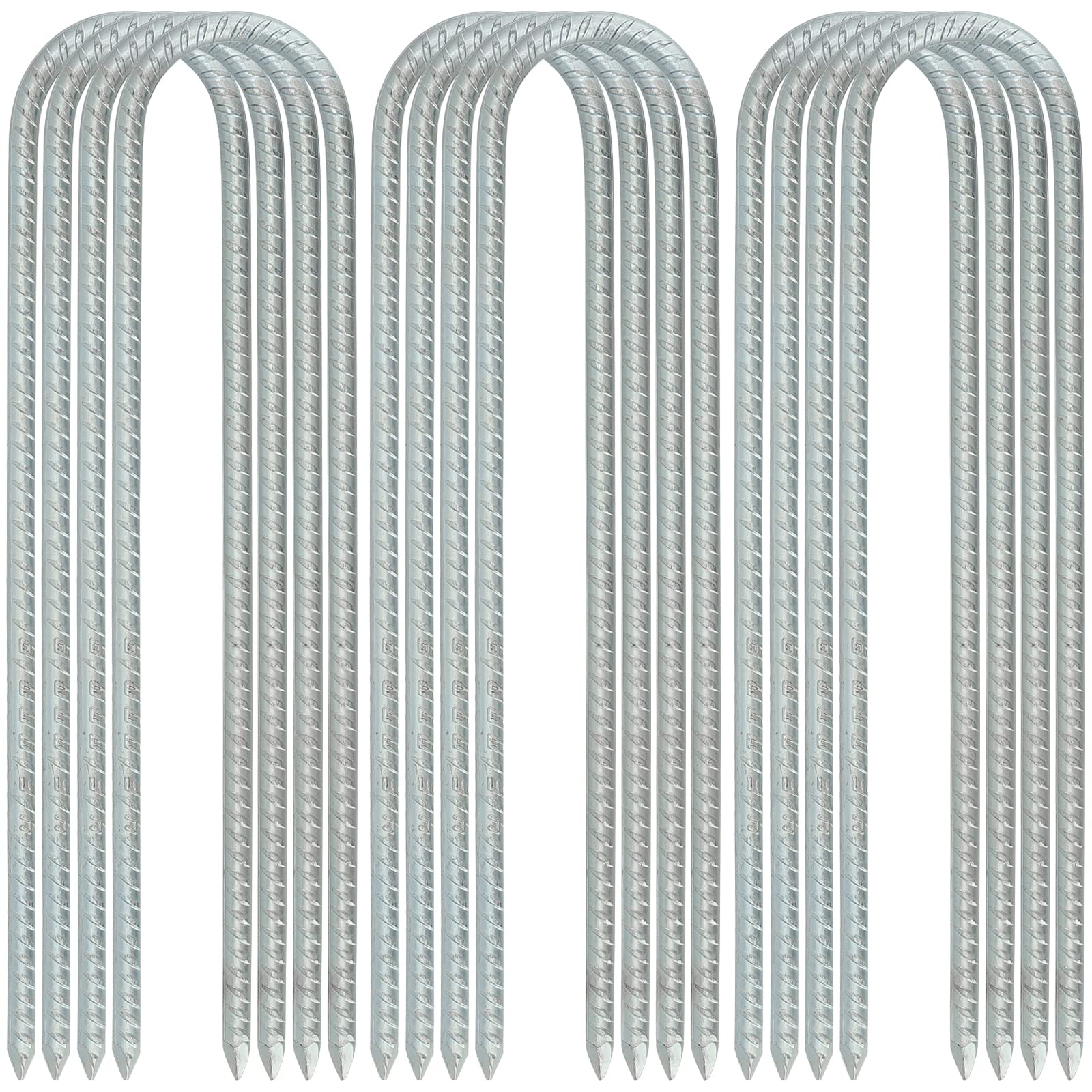 MUKLEI 12 Pack 12 Inch Galvanised Rebar Stakes, Steel Garden Stakes ...