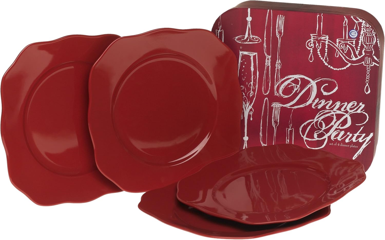 Amazon.com: Rosanna Dinner Party, Set Of Four Red Dinner Plates In Gift ...