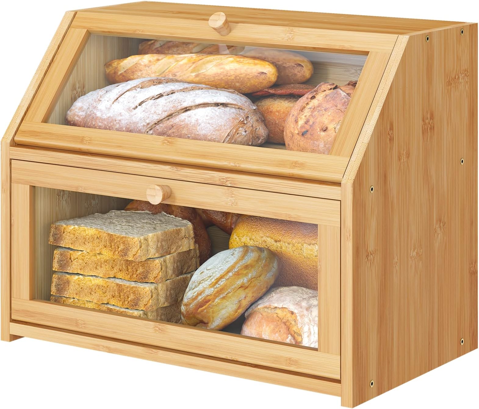 Amazon.com: Vriccc Bread Box for Kitchen Counter, Bamboo Wood Bread Box ...