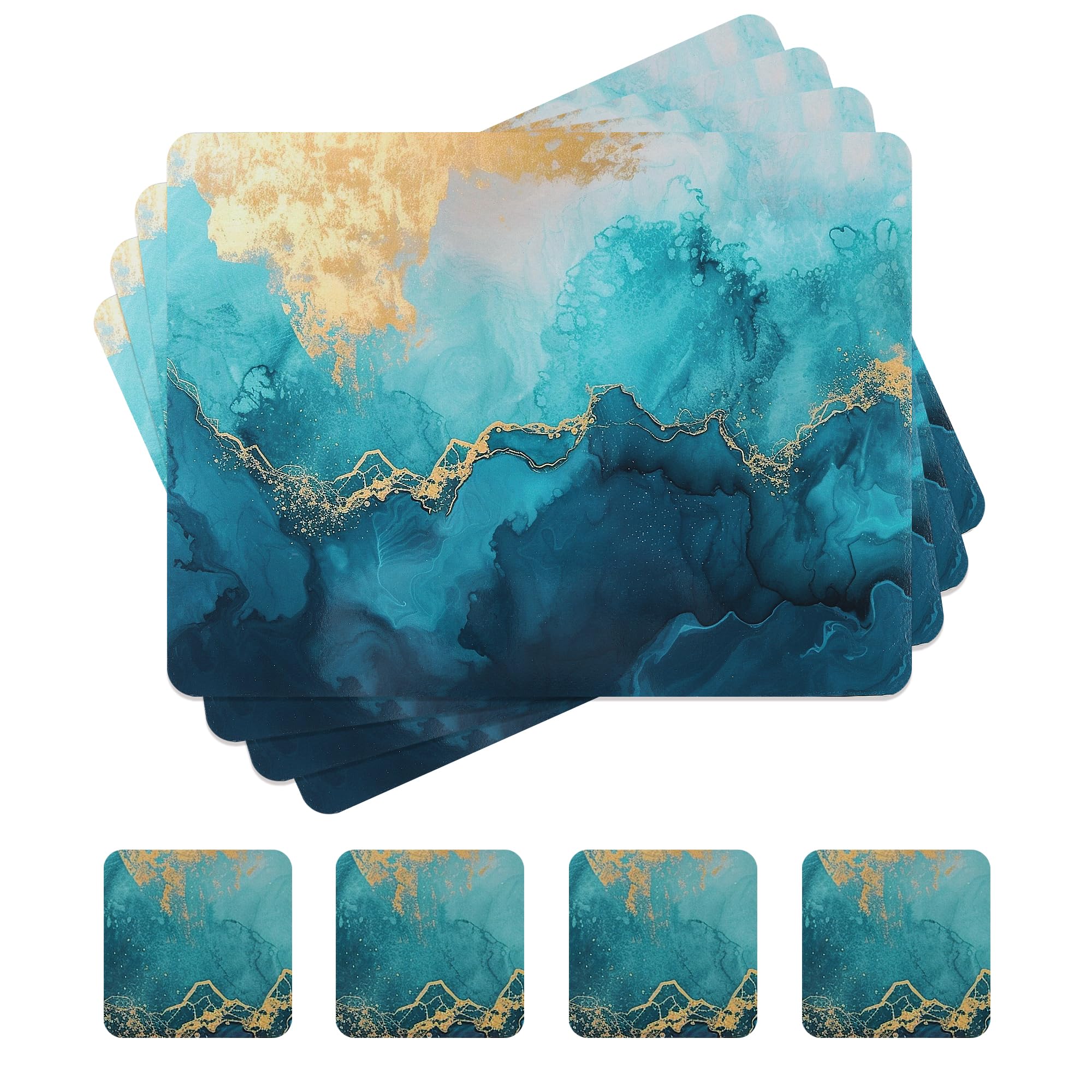 Amazon.com: fanquare Cork Placemats and Coasters Set of 4 with Marble ...