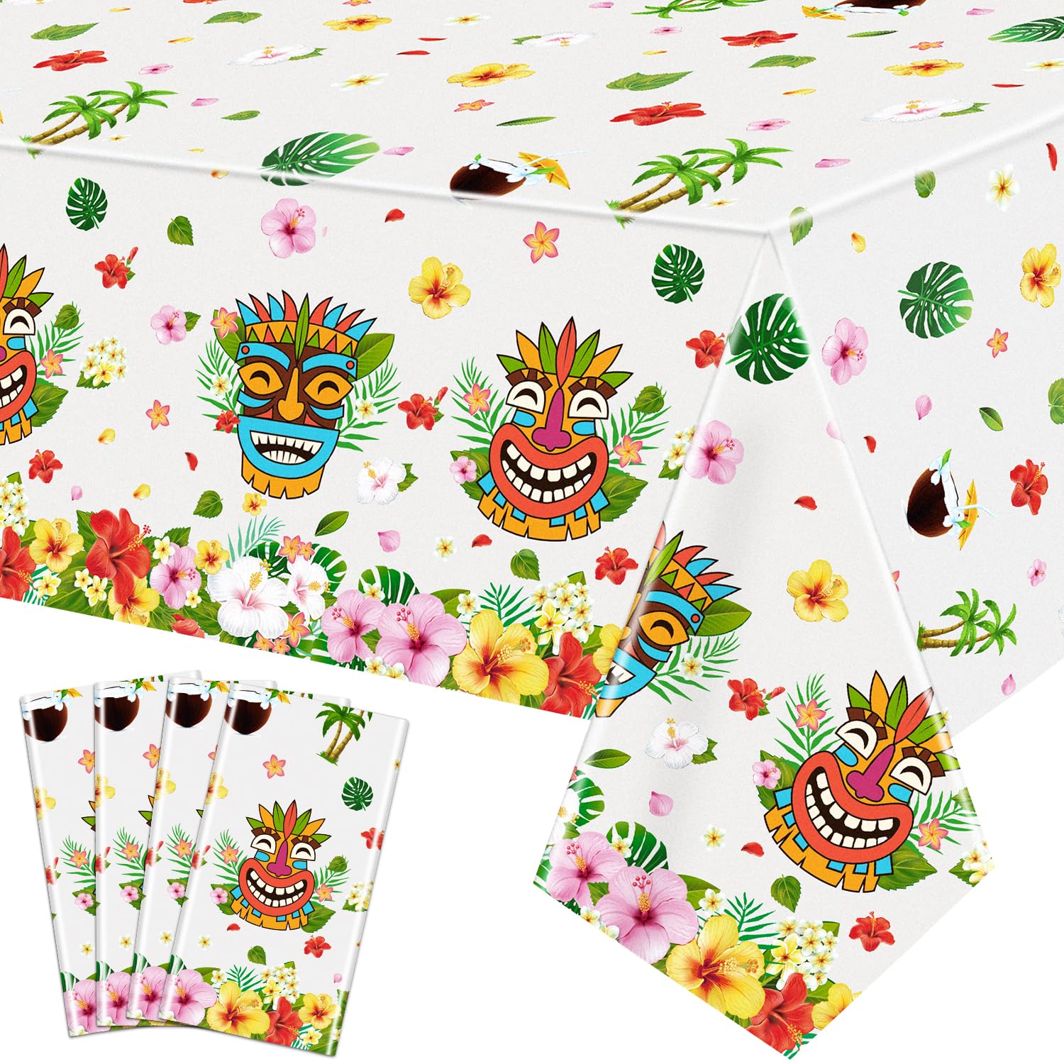 Amazon.com: 4 Pack Tiki Party Decorations Tiki Table Covers Hawaiian ...