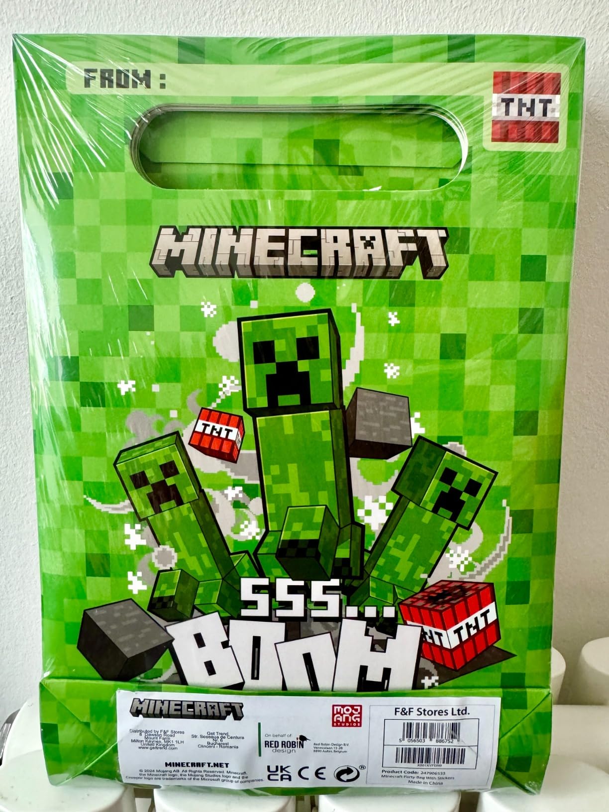 Minecraft Party Bags for Kids with Sticker Sheet Included, Pack of 10 ...