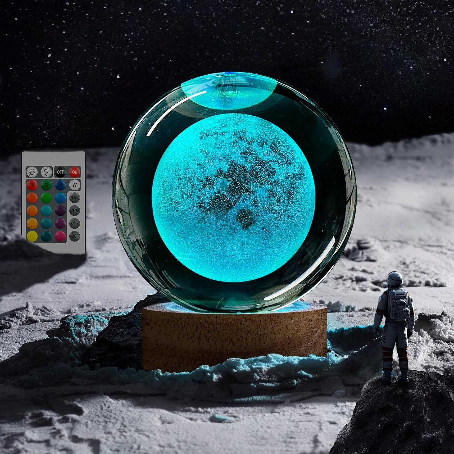 3D Moon Crystal Ball Night Light 3.15 inch Moon Galaxy Glass Ball Lamp ...