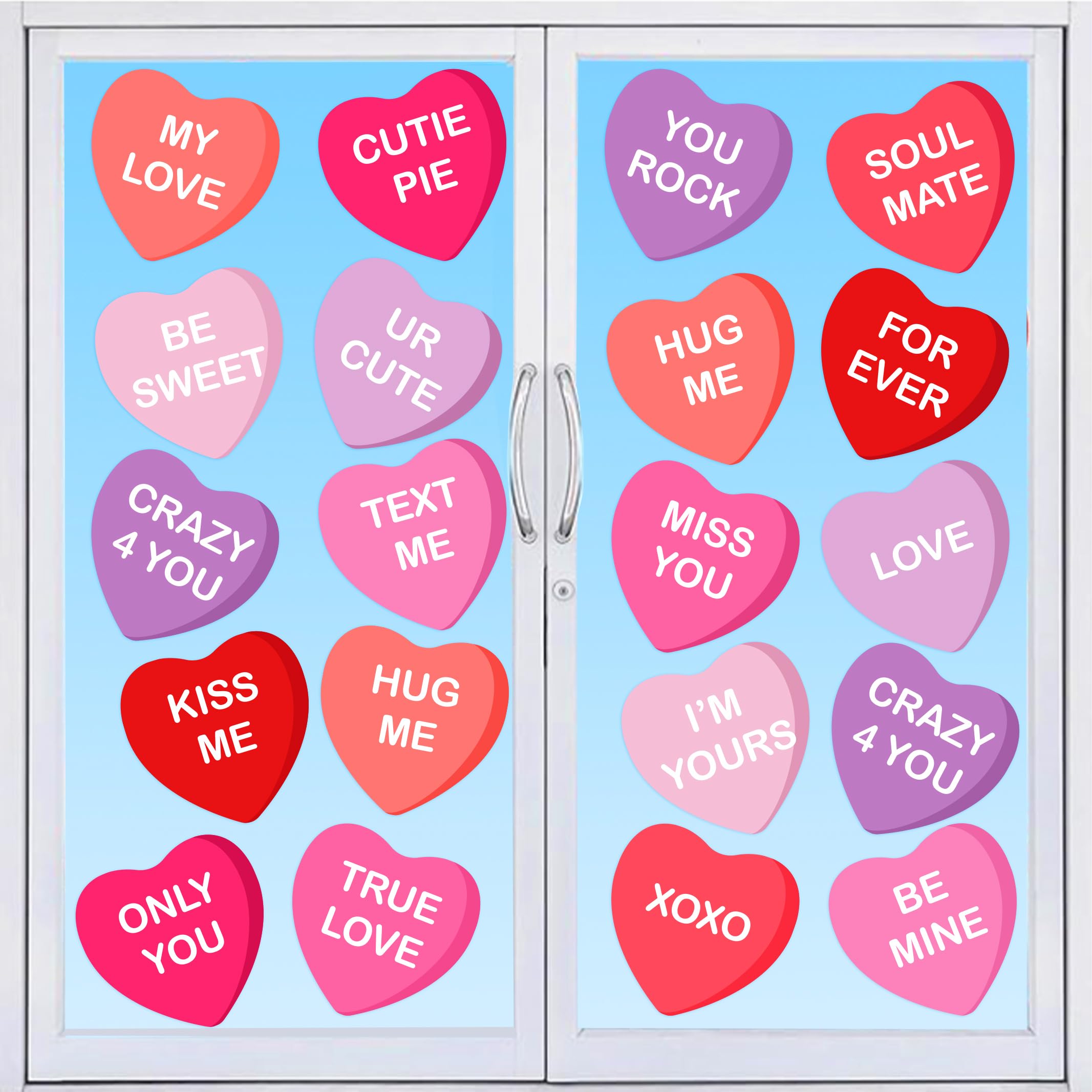 Amazon.com: 12 Sheets Valentine's Day Window Clings Heart Window Clings ...