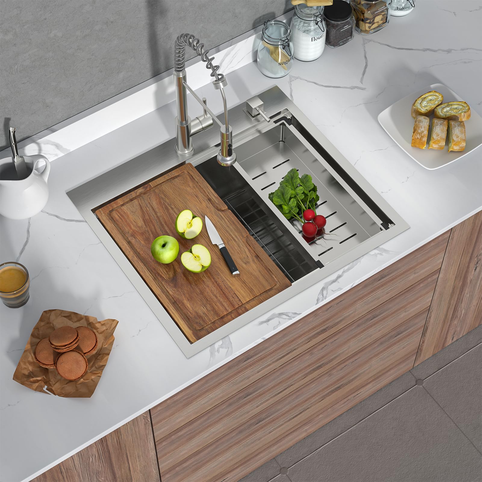 Snapklik.com : IOROYO 25 Drop In Kitchen Sink 25"x22" Inch Stainless ...