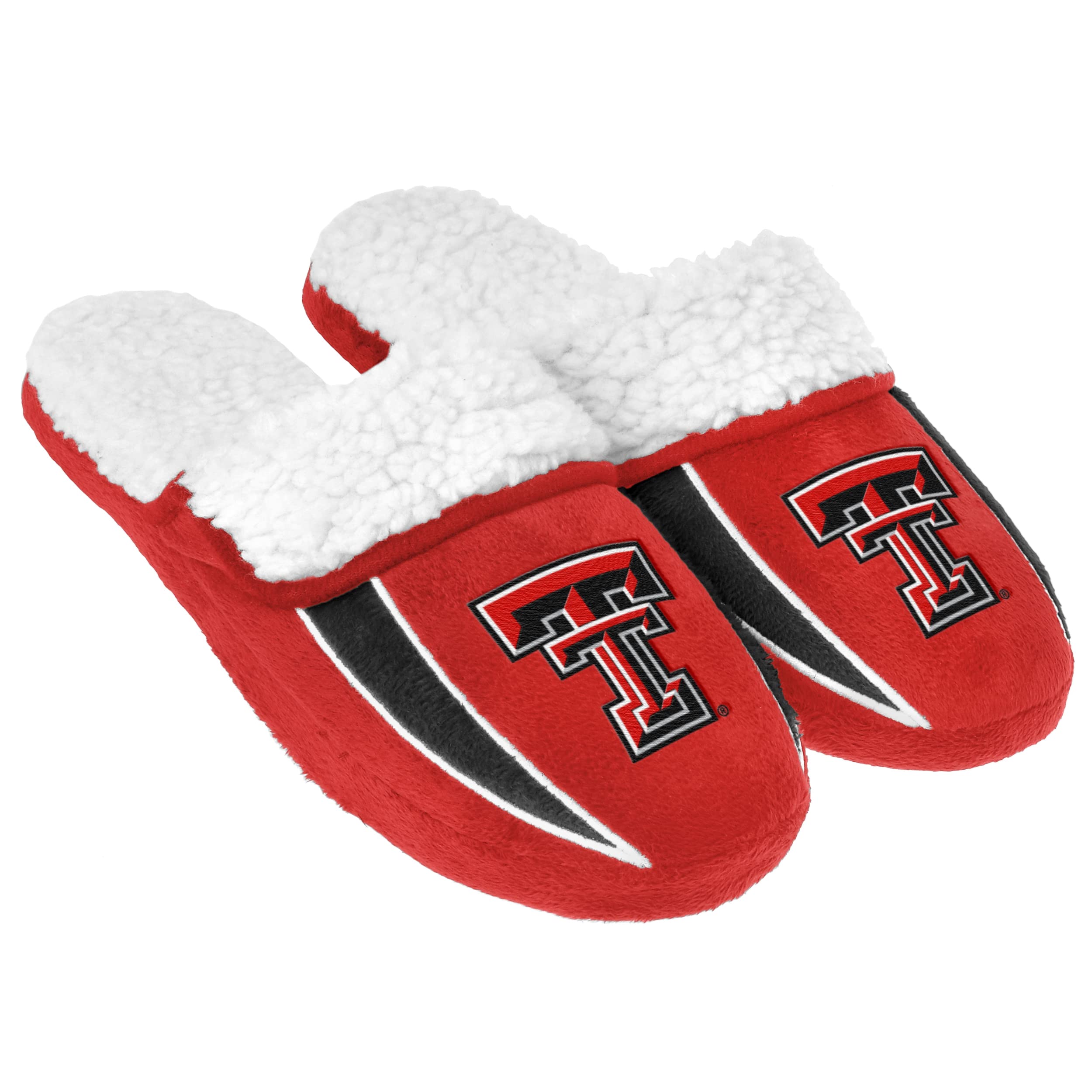 FOCO Men's NCAA College Team Logo Sherpa Slide Slippers Texas Tech Red ...