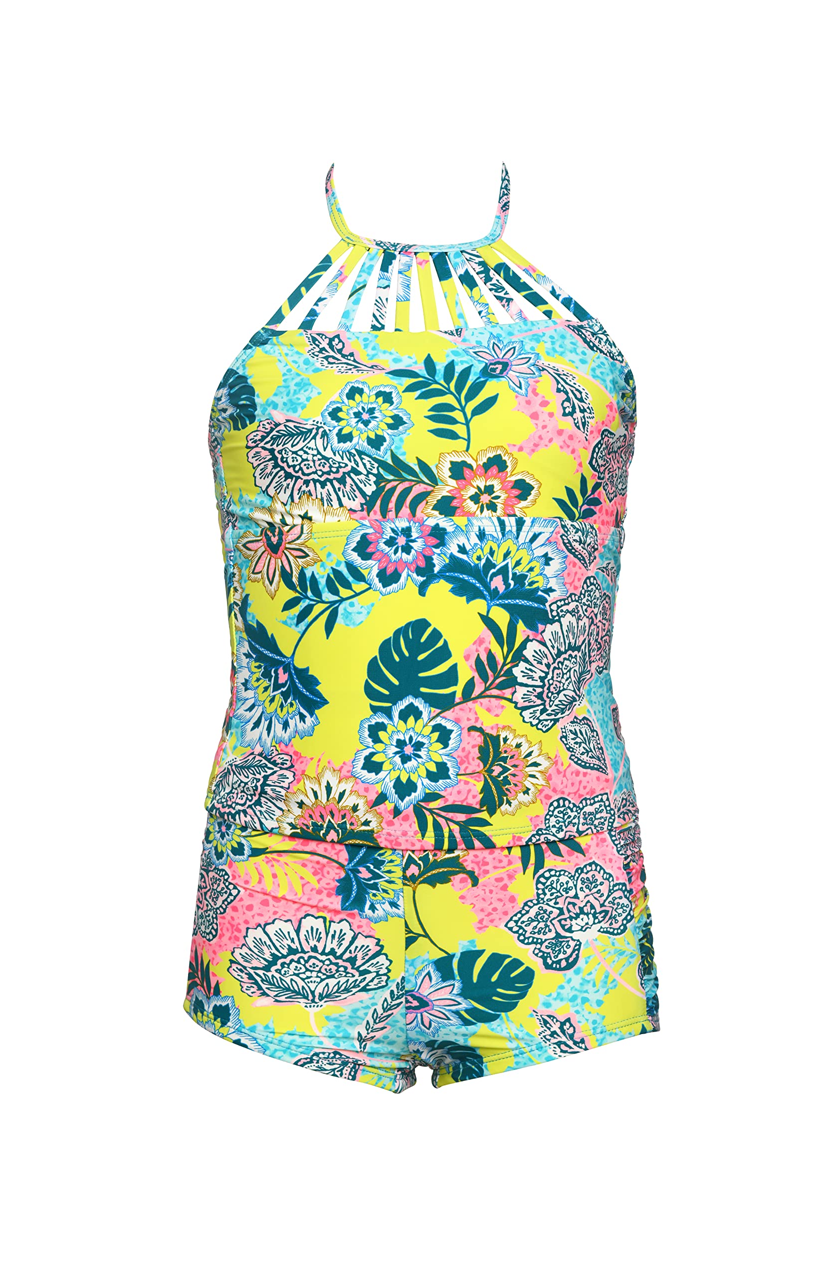 Snapklik.com : Hobie Girls Strappy High Neck Tankini Top & Shirred ...