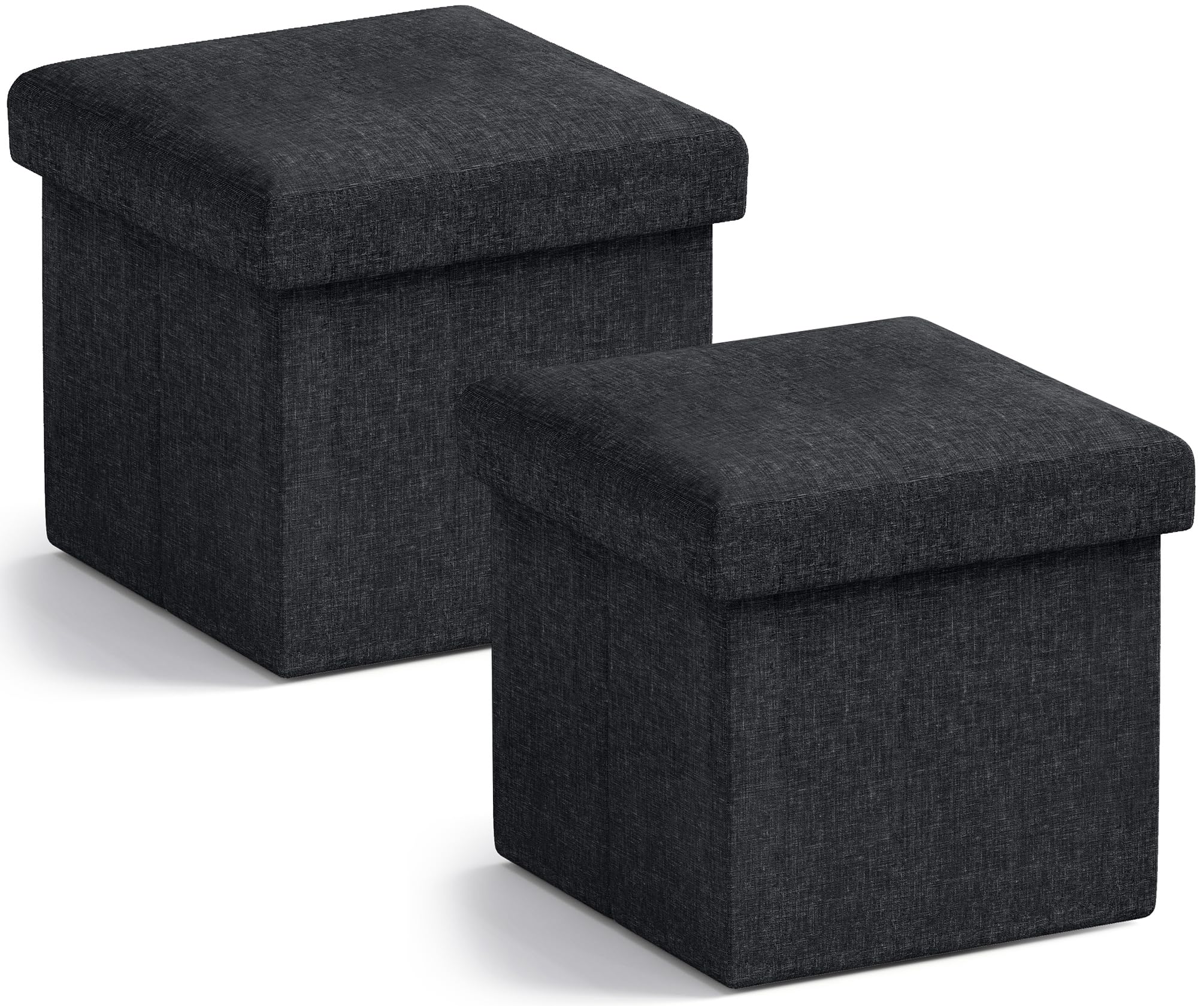 Amazon.com: Ornavo Home Small Storage Ottoman, Set of 2 Foldable ...