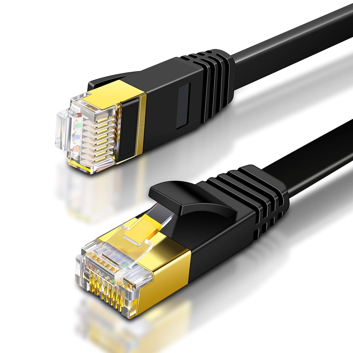 Amazon.com: Cat7 Black Ethernet Cable 50Ft 1 Pack Double Shielded Flat ...