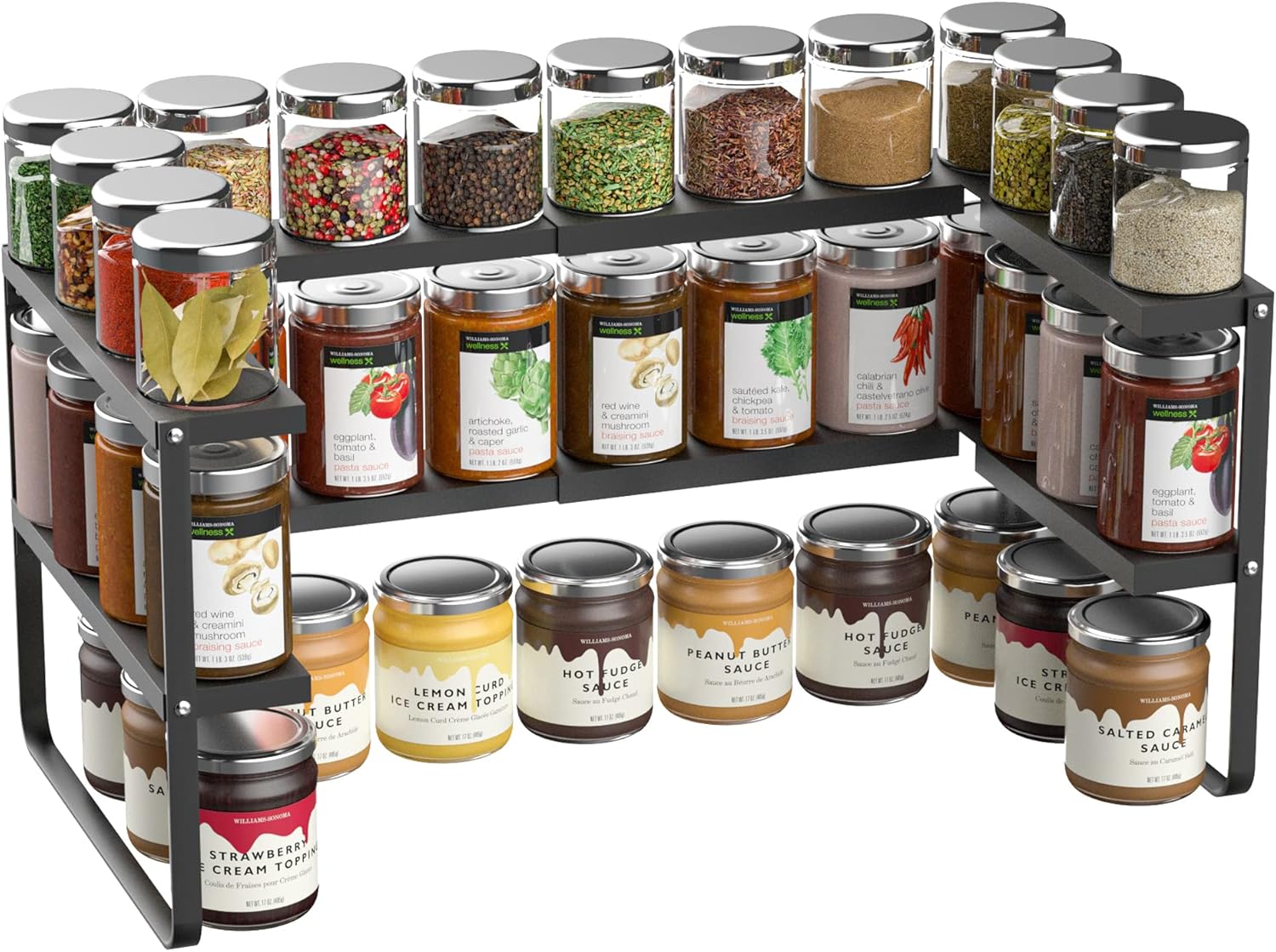 Buy iPEGTOP 3 Tier Adjustable Cabinet Spice Shelf Rack, Expandable ...