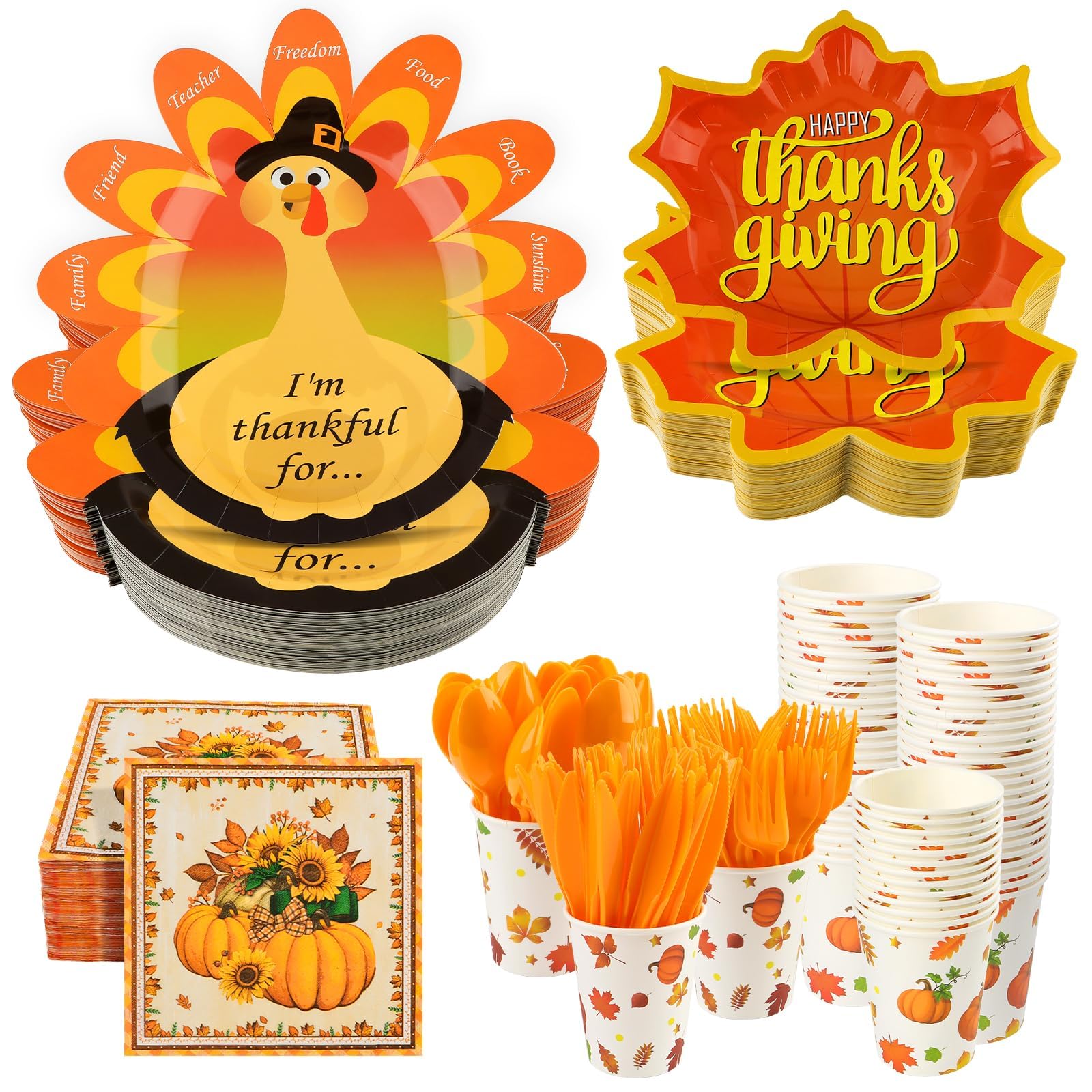 Amazon.com: 350 Pcs Thanksgiving Party Supplies, Lorvain Fall Party ...