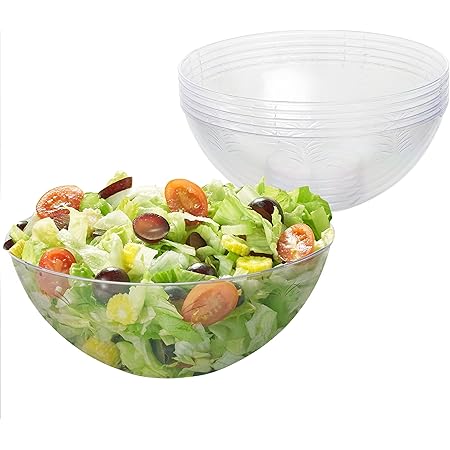 MATANA 5 Transparent Plastic Bowls, Salad Bowls, Snack Bowls for ...