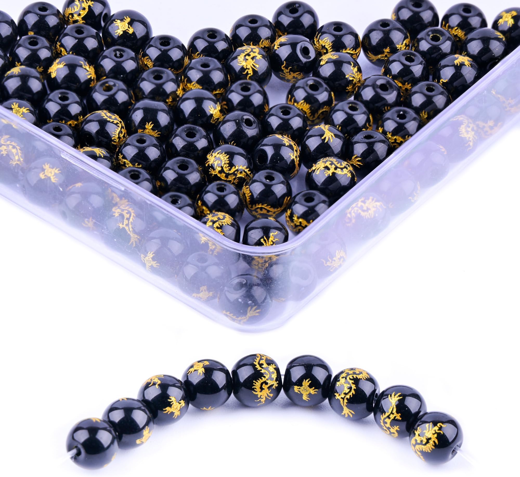 Amazon.com: EXCEART Chinese Dragon Beads, 39pcs Round Dragon Bead ...