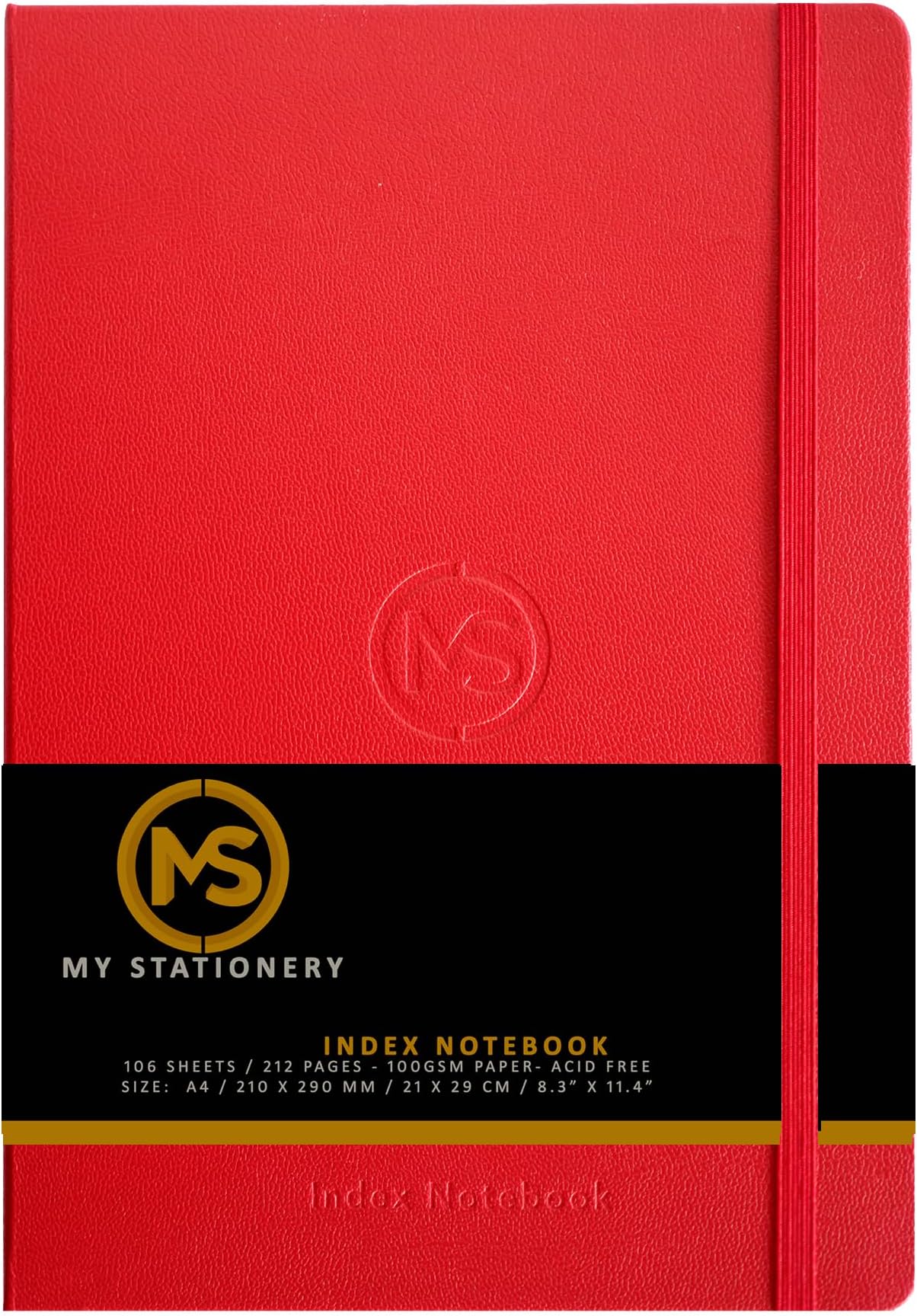 MS MY STATIONERY A5 Index Notebook Hardback Leatherette Cover 8mm Ruled ...
