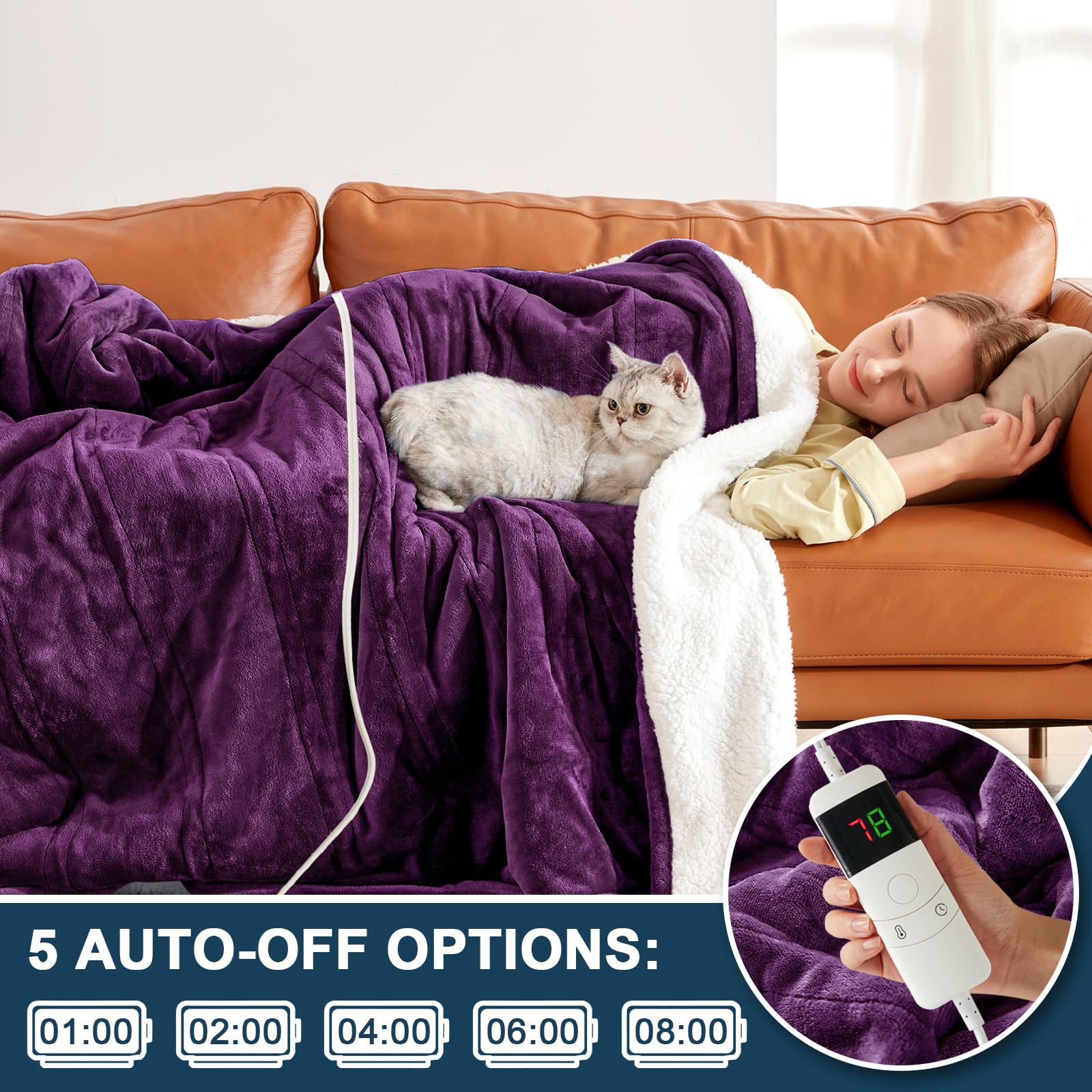 Snapklik.com : Electric Heated Blanket Heating Throw 50"x 60",Thick ...