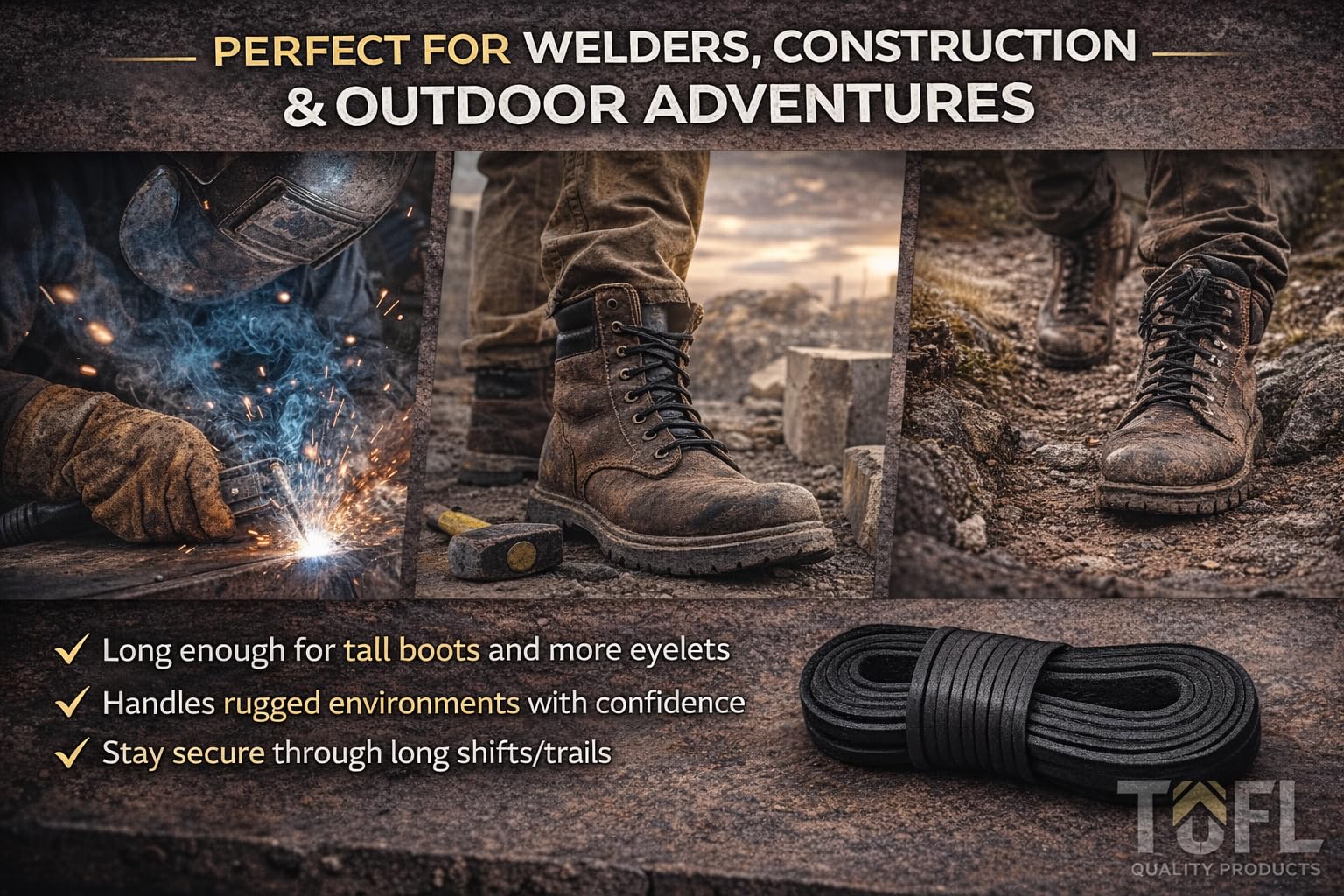 Snapklik.com : TOFL Heavy Duty Work Boot Laces 72 Inch X 1/8 Inch Thick ...