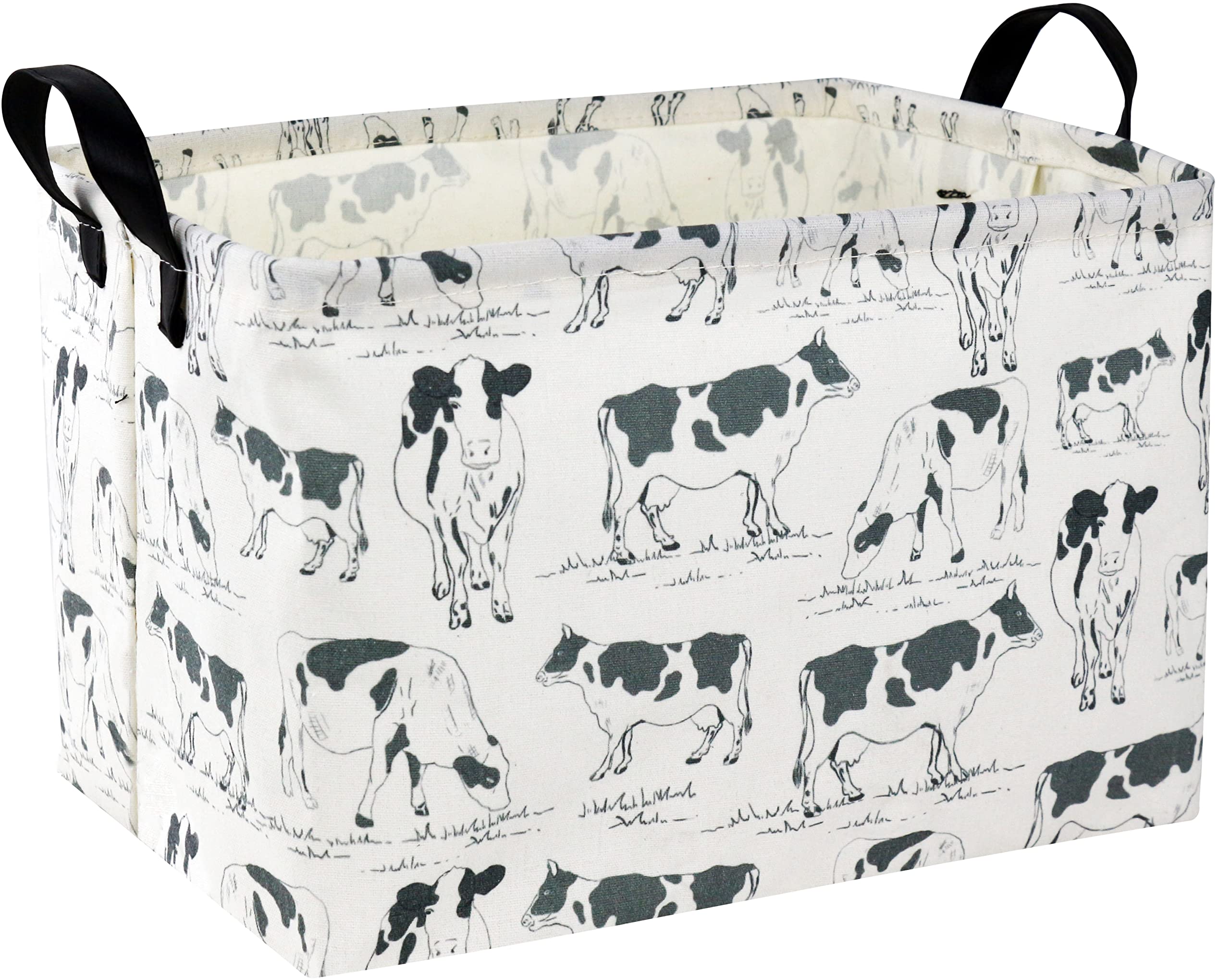 Amazon.com: HIYAGON Cow Basket Cow Print Basket Kids Storage Basket ...