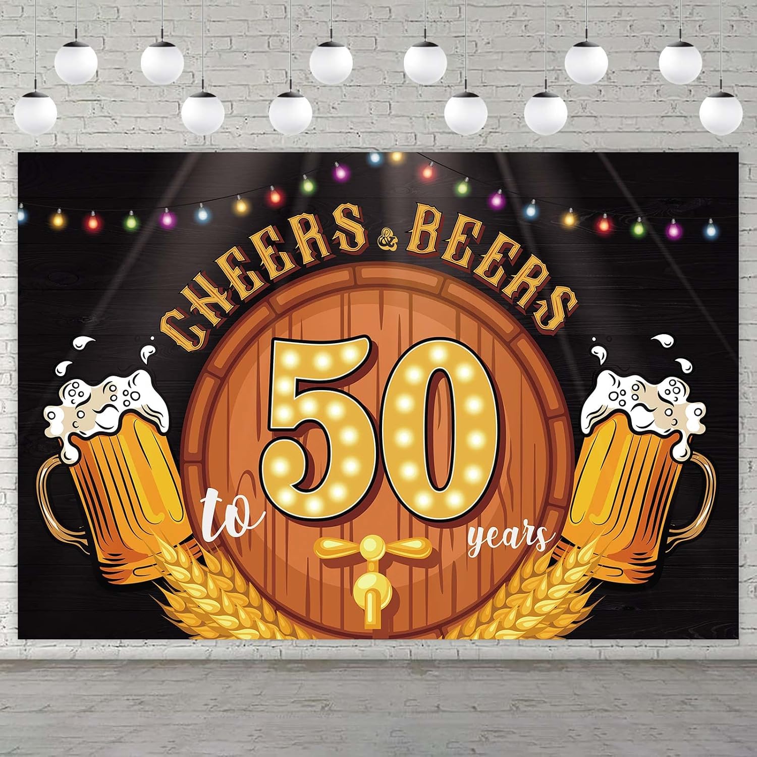 Amazon.com: Cheers & Beers to 50 Years Oktoberfest Banner Backdrop Neon ...