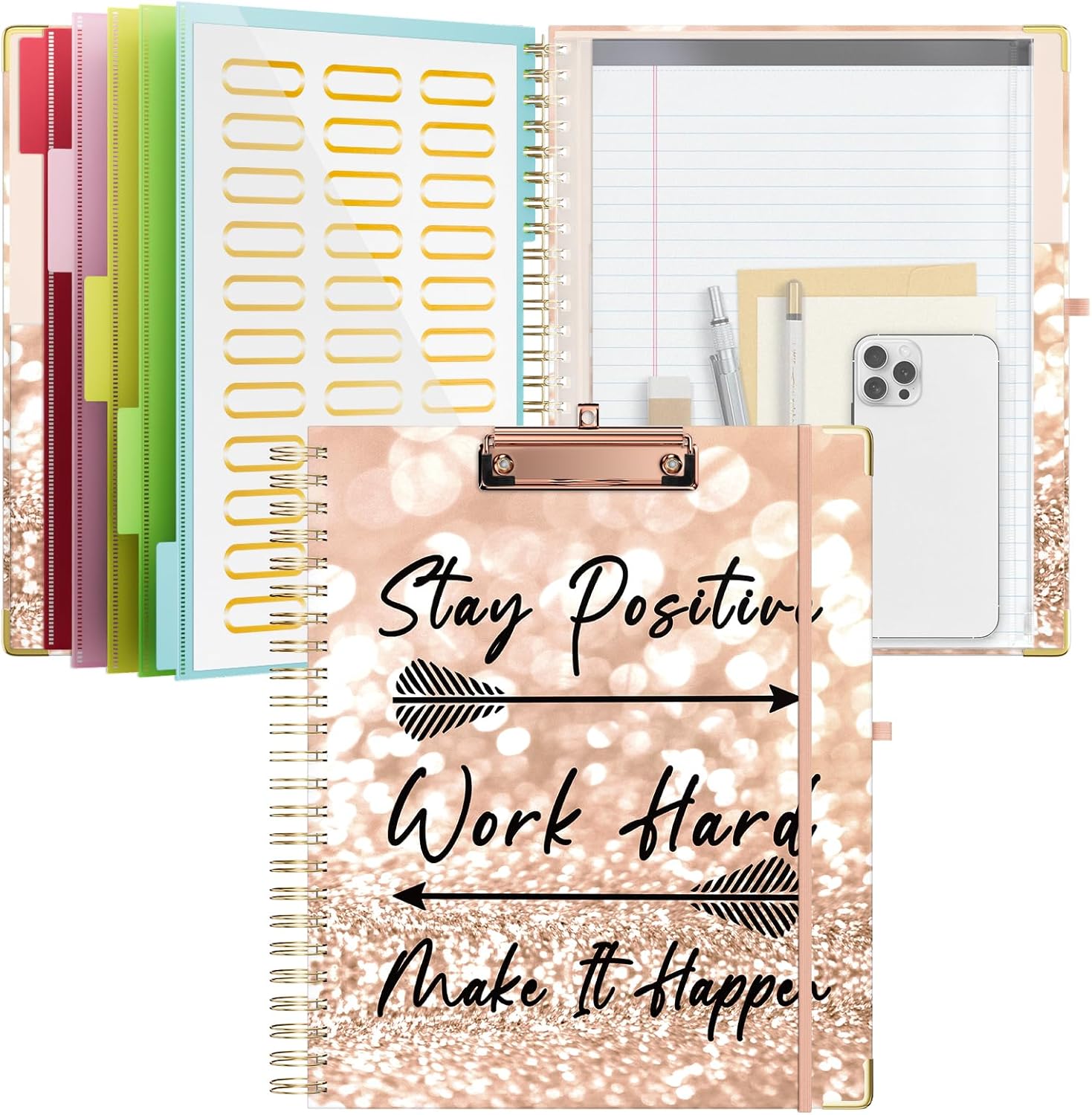 Amazon.com : EYROZILL Spiral Clipboard Folio with Storage, Portfolio ...